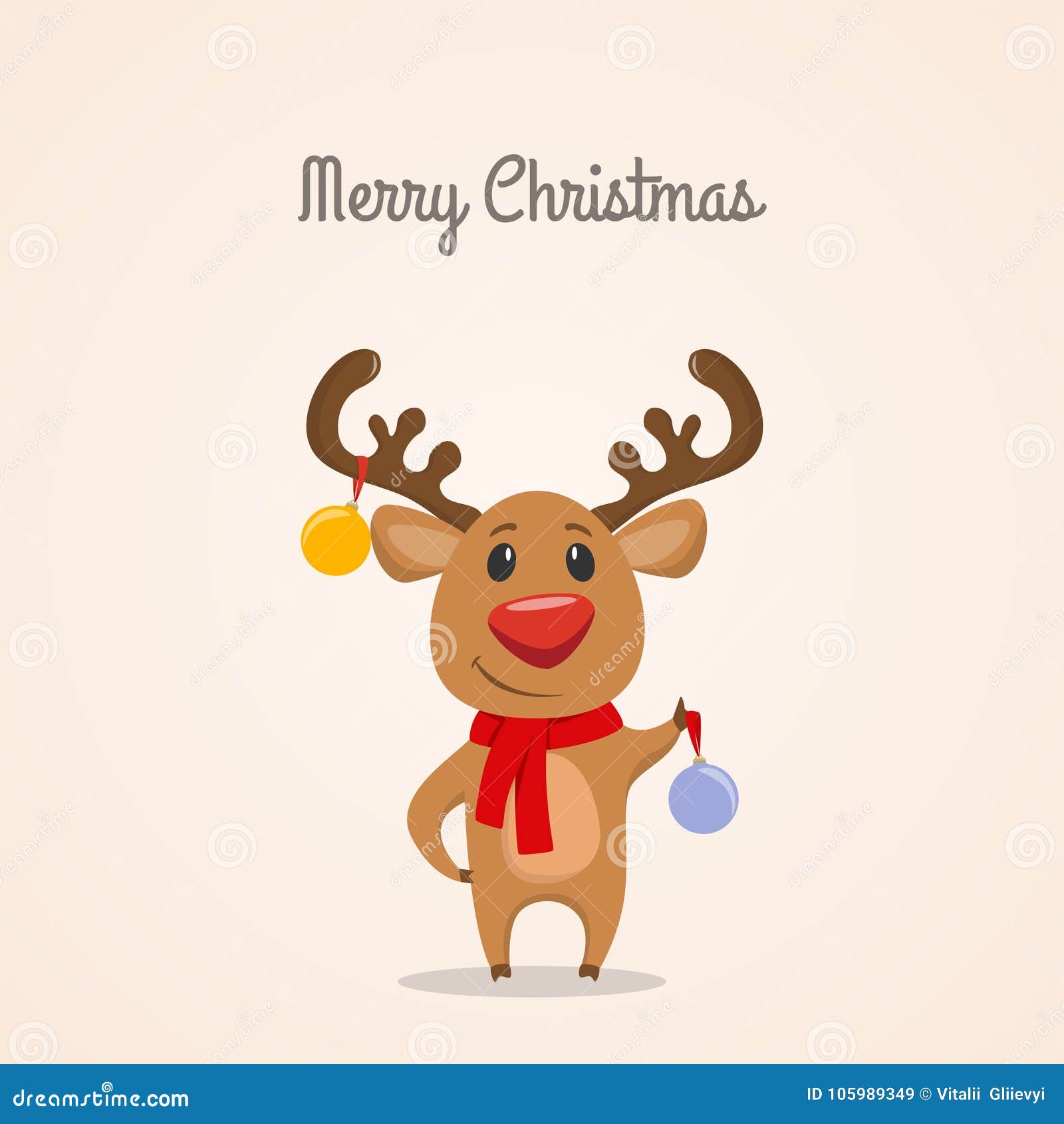 Grappig Rendier Met Kerstmisballen Vector Illustratie - Illustration of ...