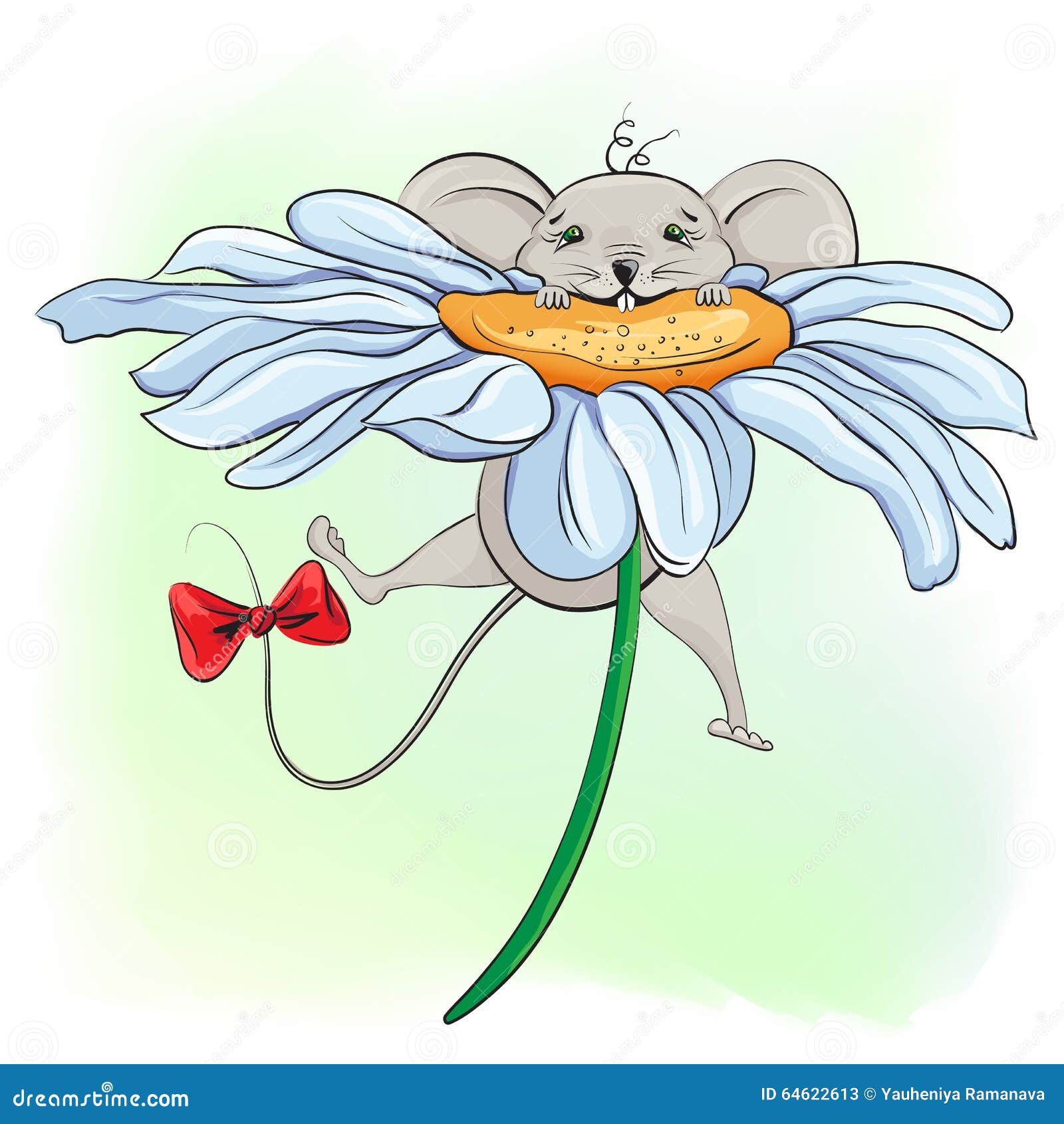 Grappig Weinig Muis Op De Bloem Vector Illustratie - Illustration of ...