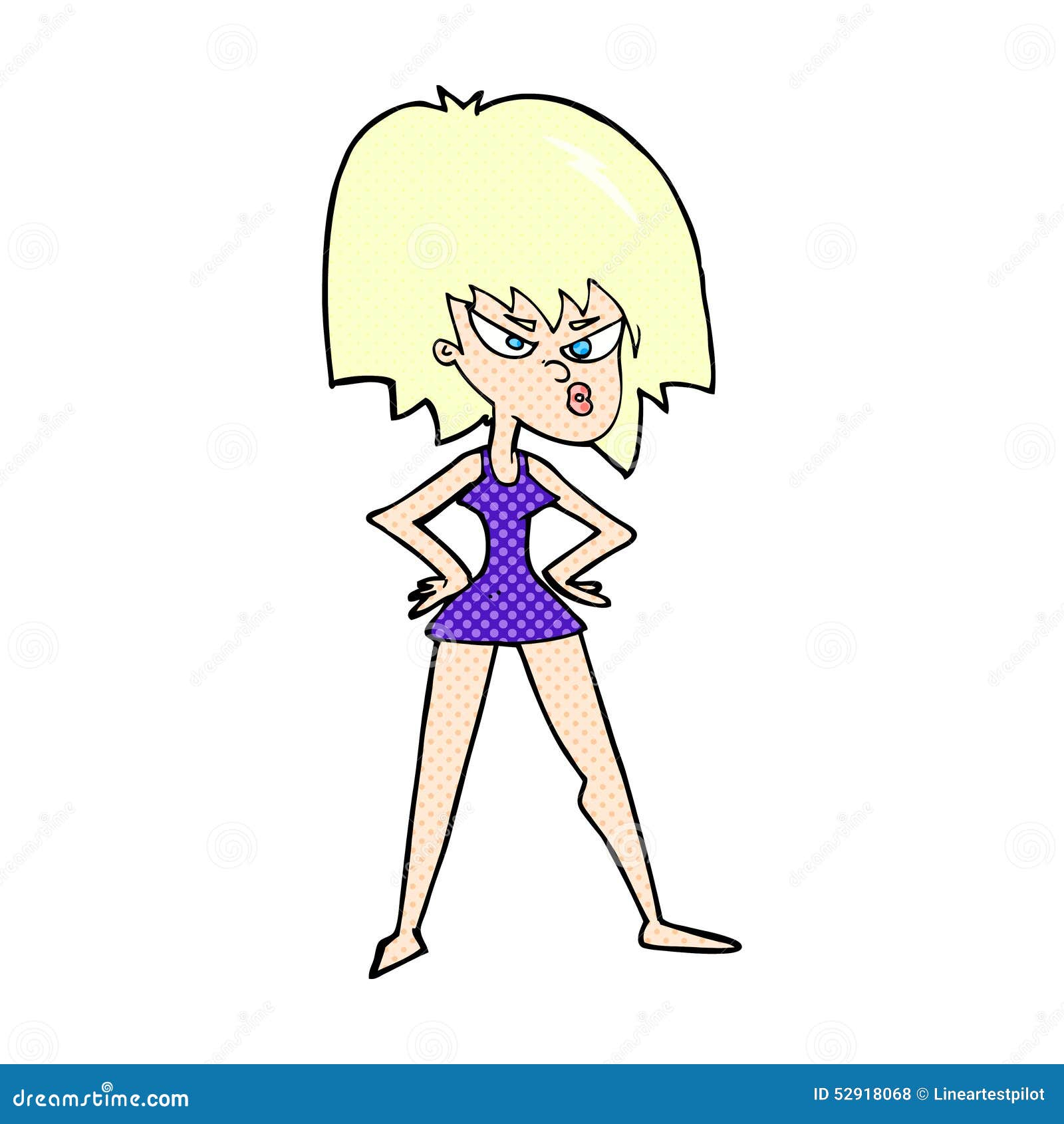 Grappige Beeldverhaal Boze Vrouw in Kleding Stock Illustratie ...