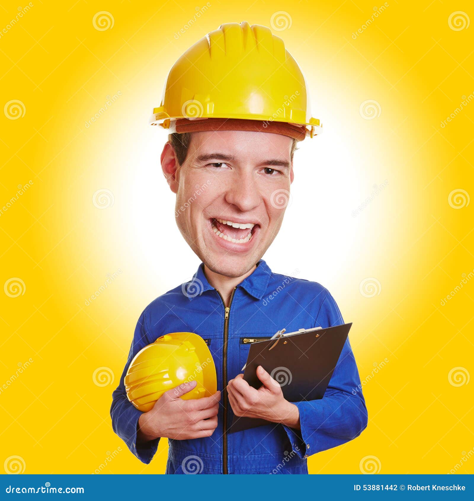 Grappige Bouwvakker Met Helm Stock Foto - Image of artisanaal, helm ...