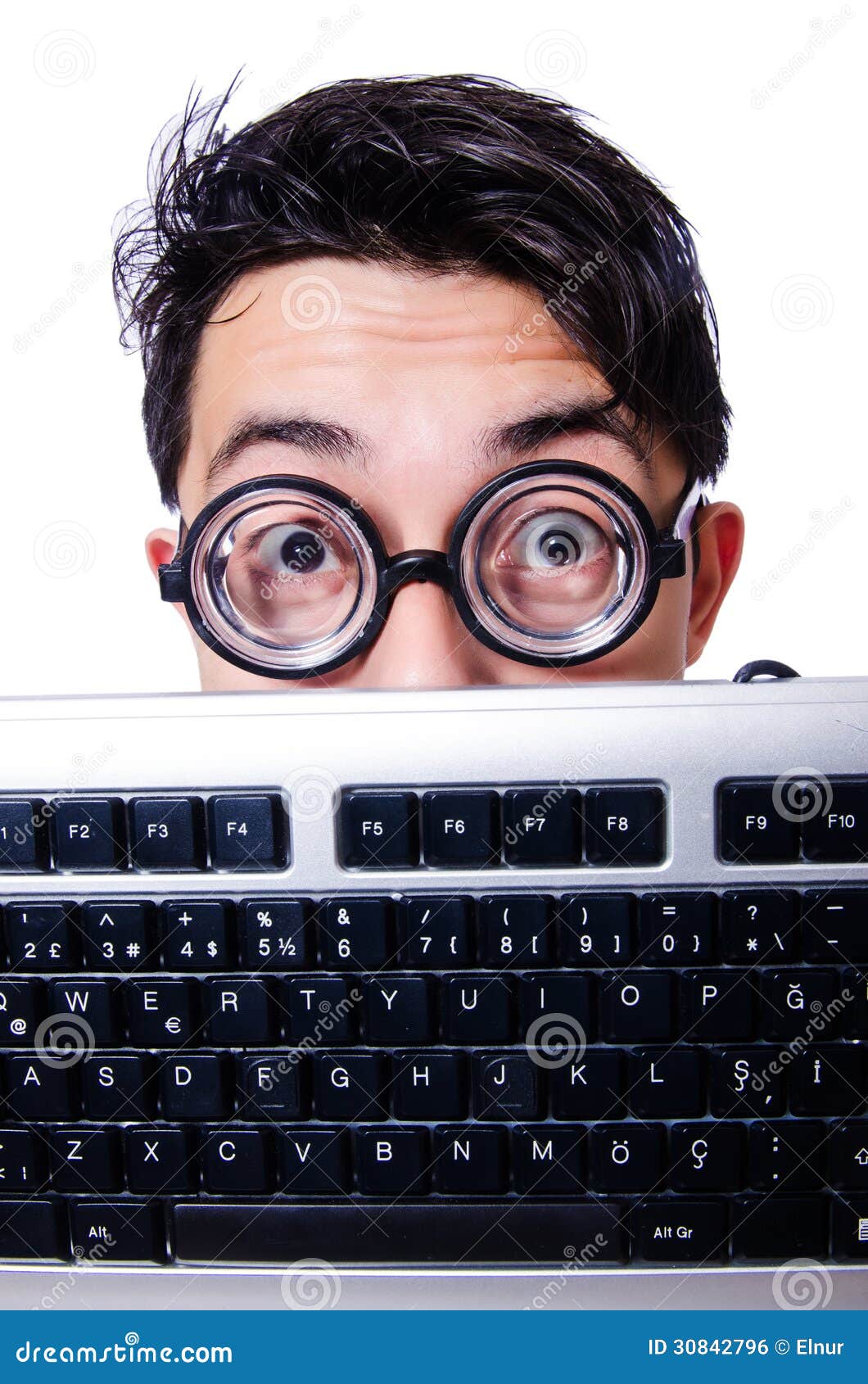 Grappige computer geek stock foto. Image of gelukkig - 30842796