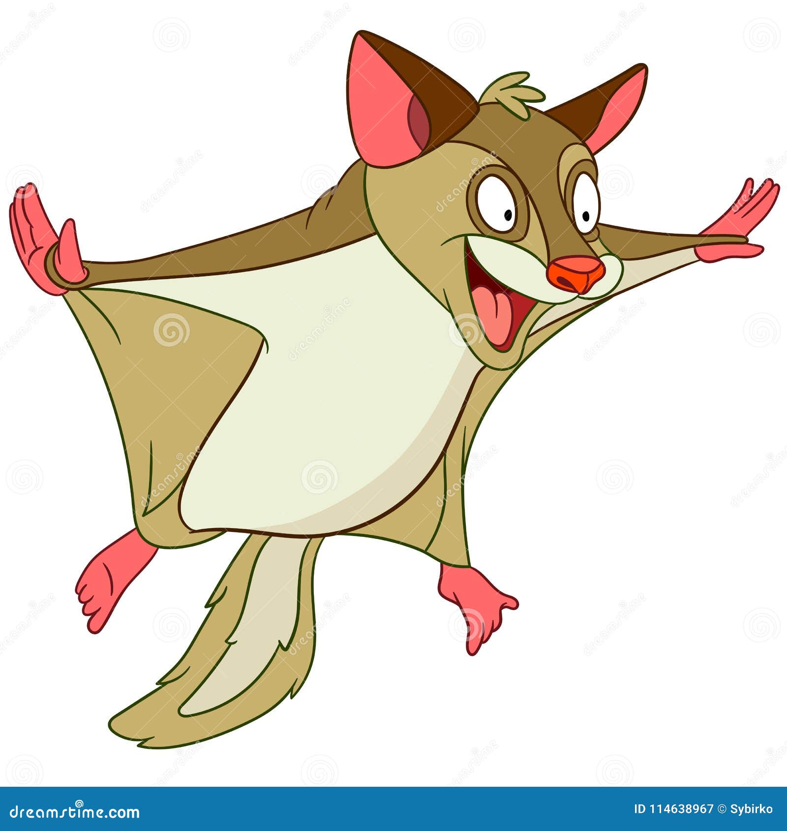 Grappige Dier Van De Beeldverhaal Het Vliegende Eekhoorn Vector ...