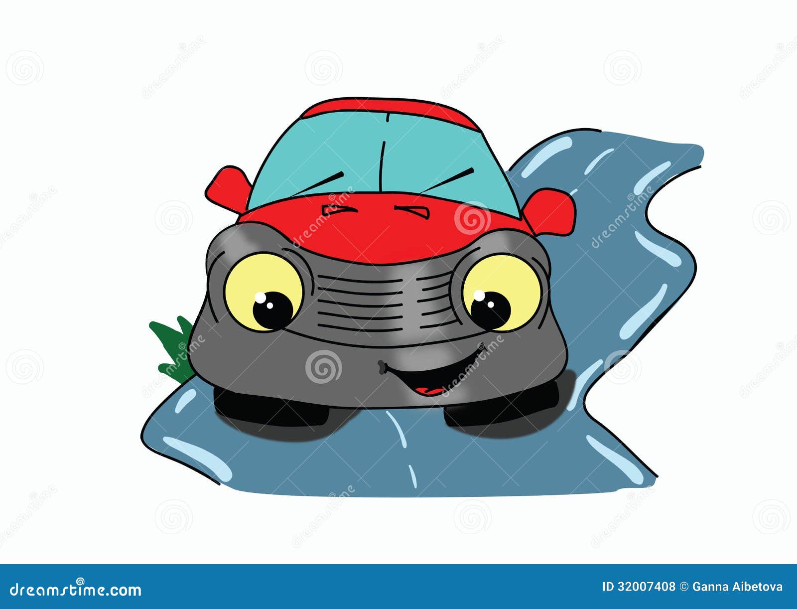 Grappige geschilderde auto vector illustratie. Illustration of kleur ...