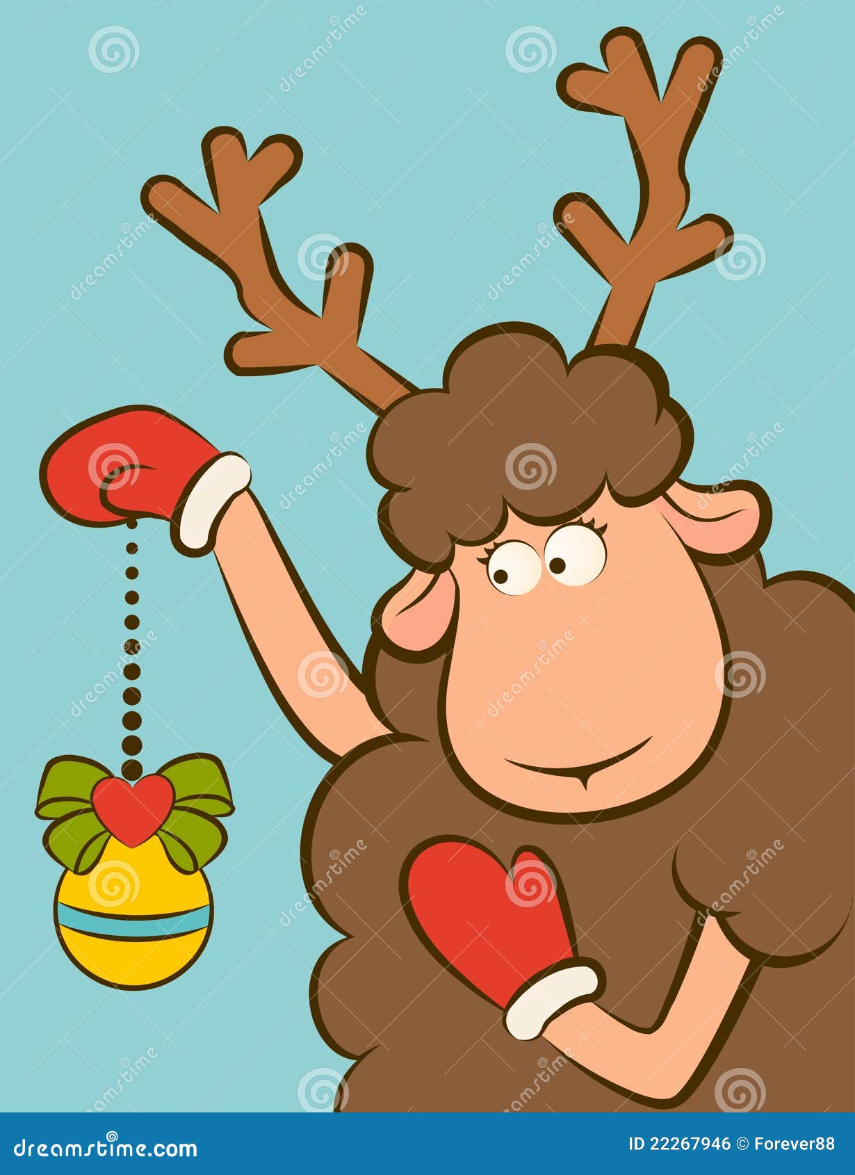 Grappige herten met bal. vector illustratie. Illustration of december ...