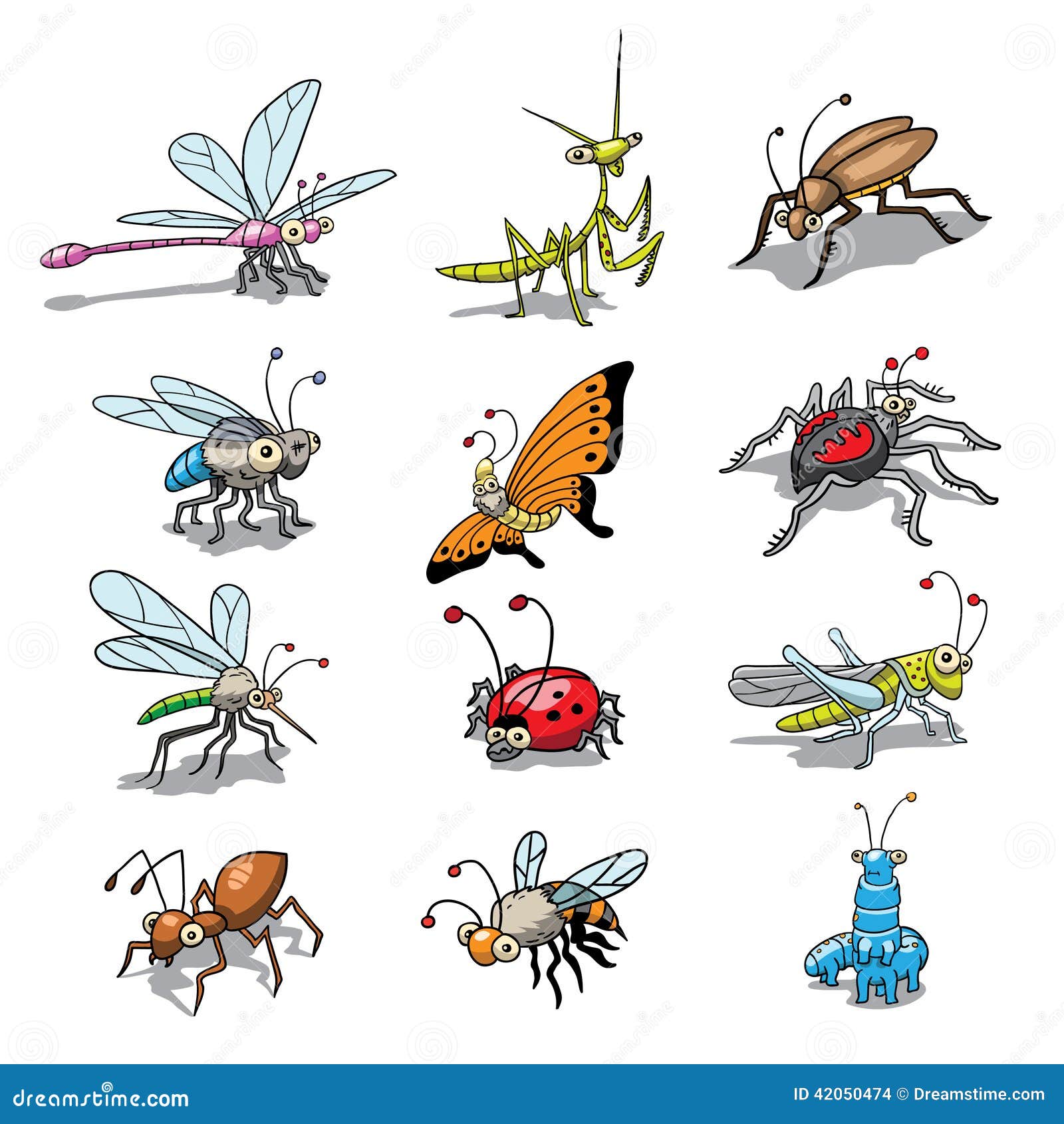 Grappige insecten stock illustratie. Illustration of dieren - 42050474