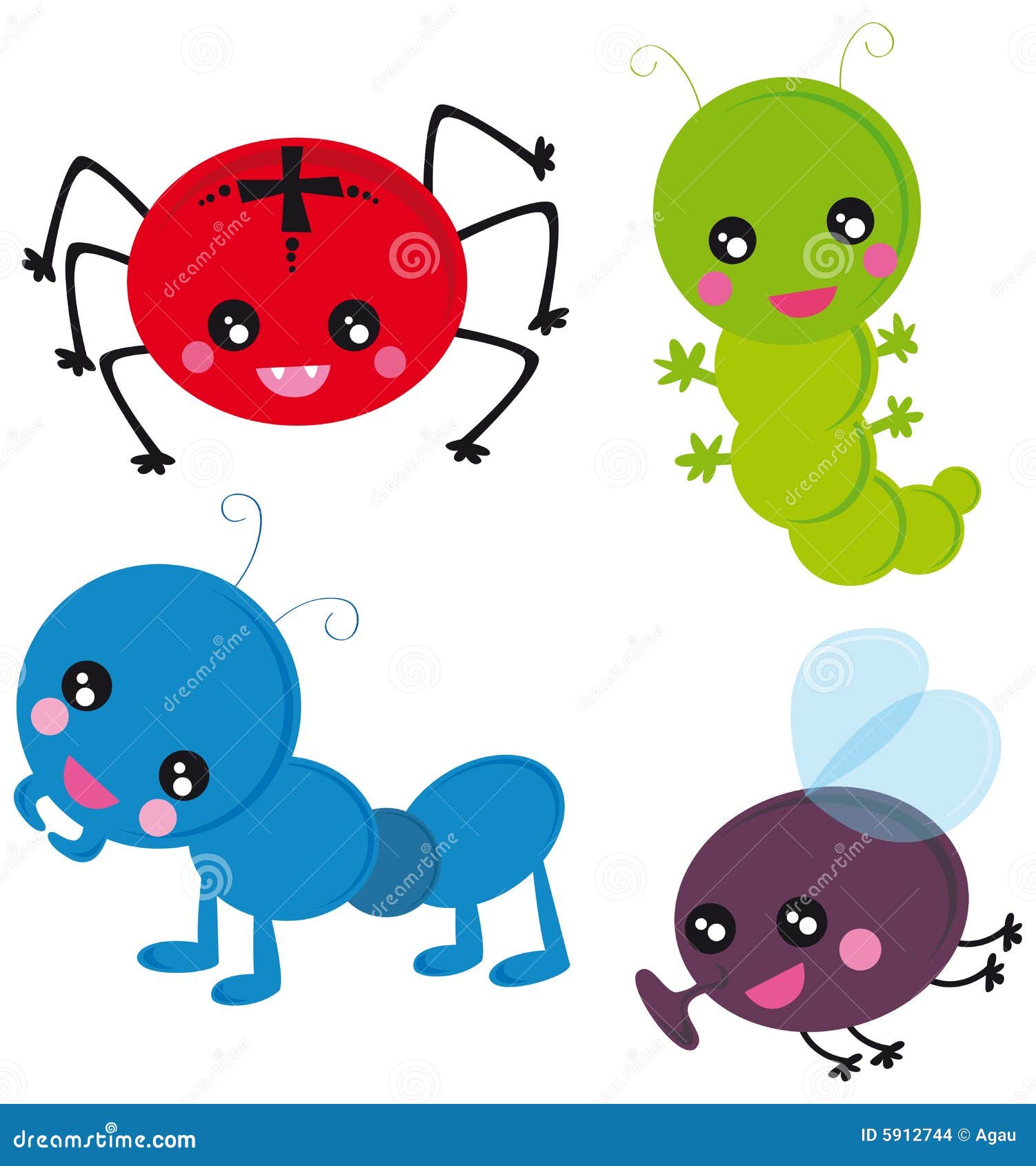 Grappige insecten vector illustratie. Illustration of rood - 5912744