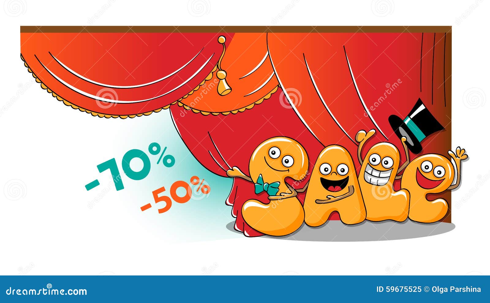 Grappige Karakters Van Verkoop: Openingsverkoop Vector Illustratie ...