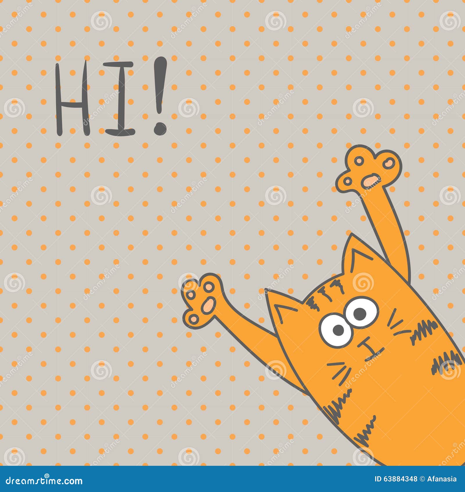 Grappige Kat, Hallo Groetkaart Vector Illustratie - Illustration of ...