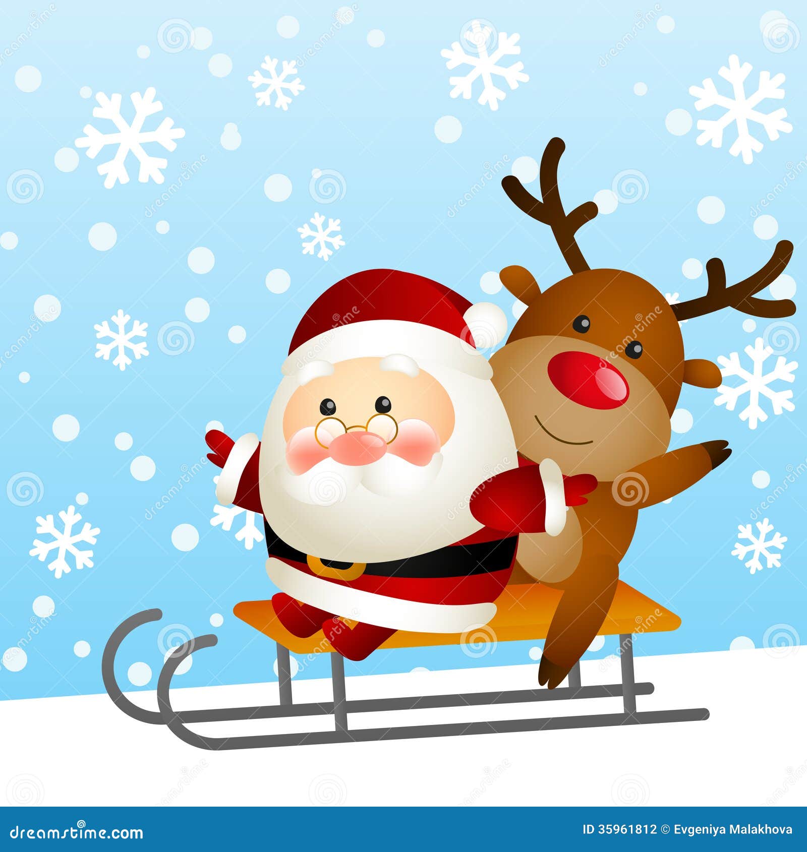 Grappige Kerstman En Herten Vector Illustratie - Illustration of ...