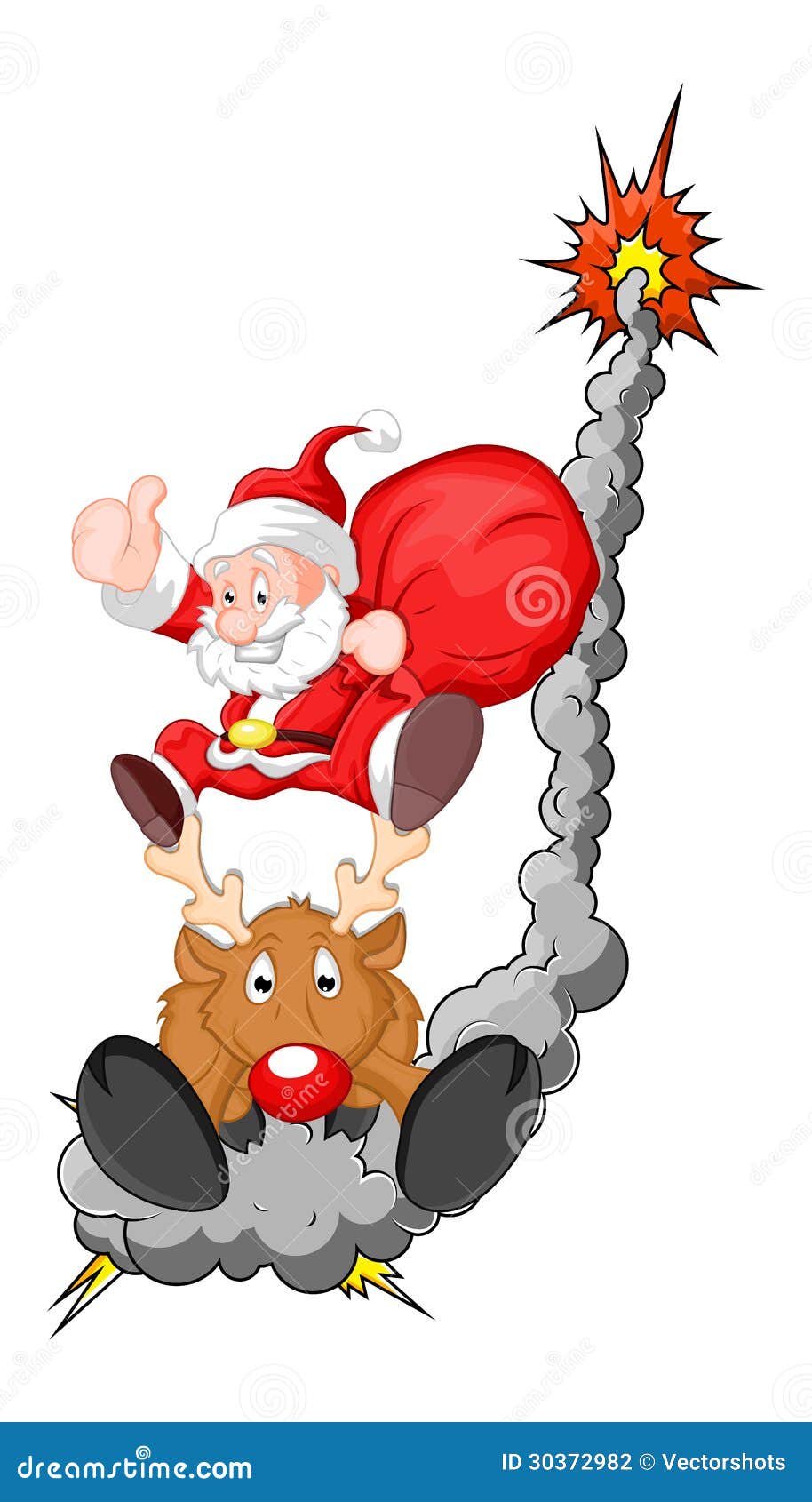 Grappige Kerstman Met Rendier - Kerstmis Vectorillustratie Vector ...