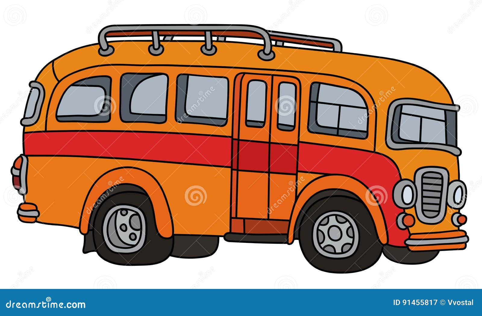 Grappige Klassieke Oranje Bus Vector Illustratie - Illustration of ...