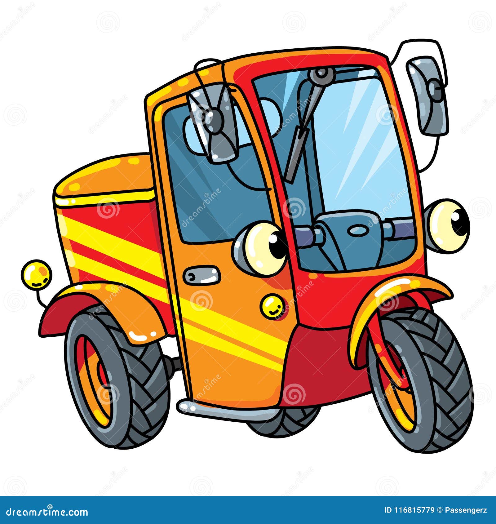 Grappige Kleine Autoped of Auto Met Ogen Vector Illustratie ...