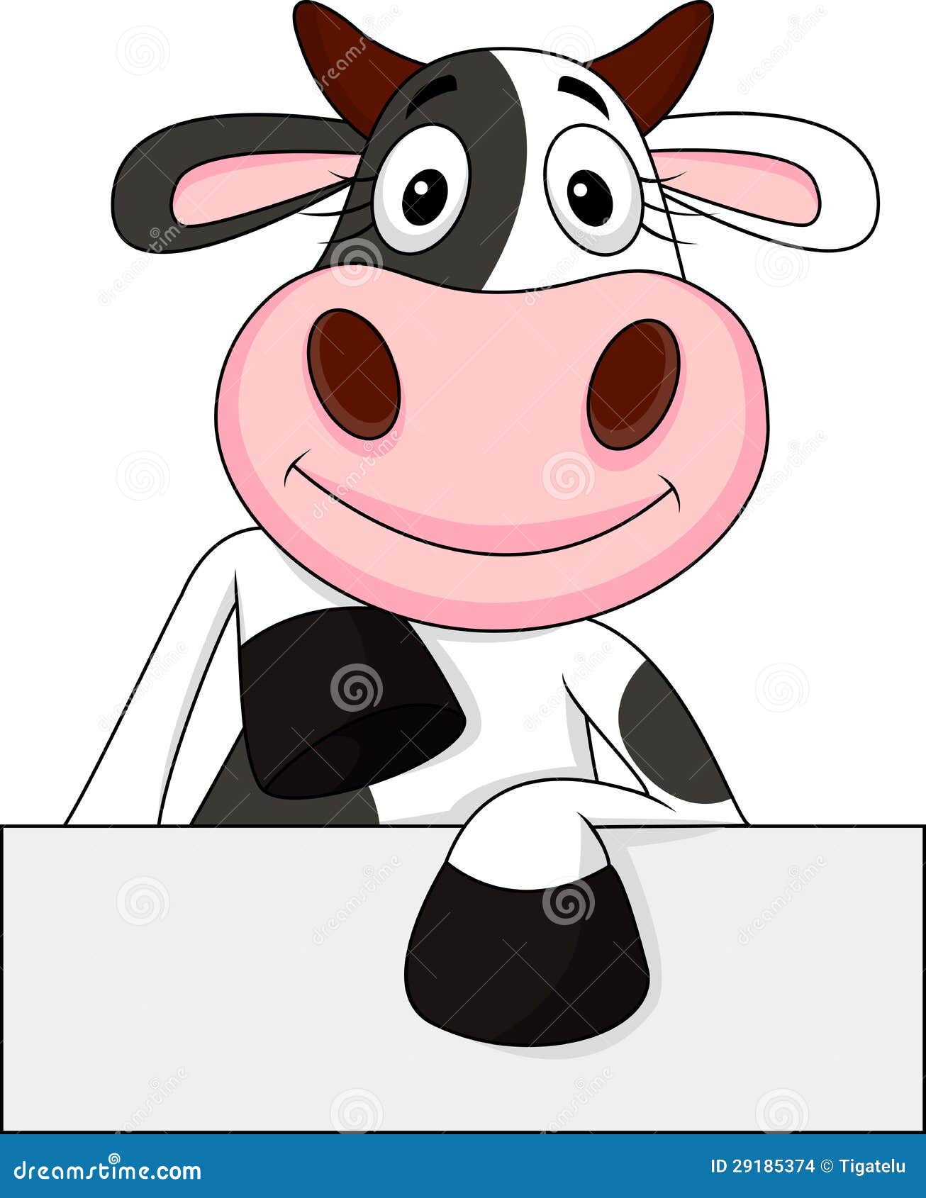 Grappige Koe Met Leeg Teken Vector Illustratie - Illustration of ...