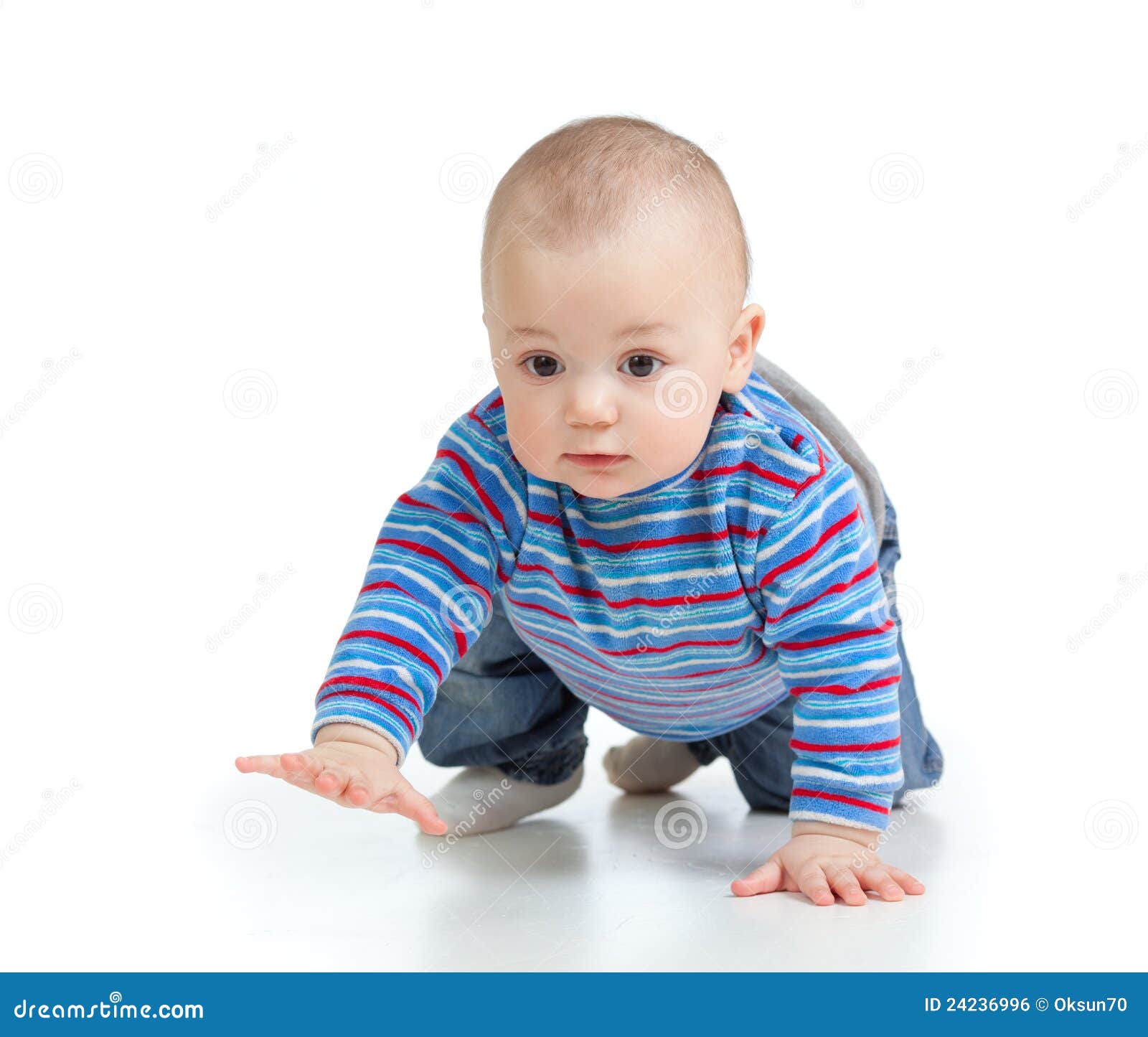 Grappige Kruipende Baby Over Witte Achtergrond Stock Foto - Image of ...
