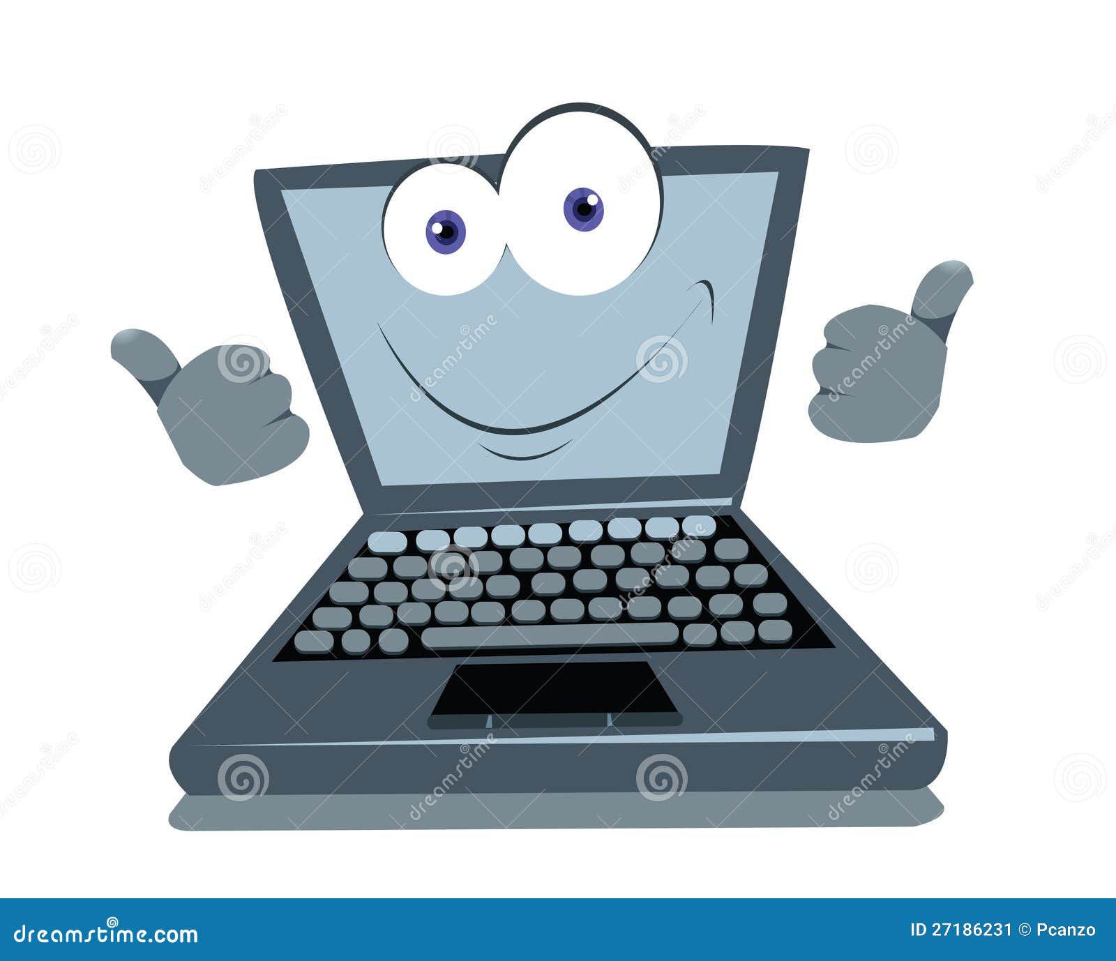 Grappige Laptop Beduimelt Omhoog Vector Illustratie - Illustration of ...