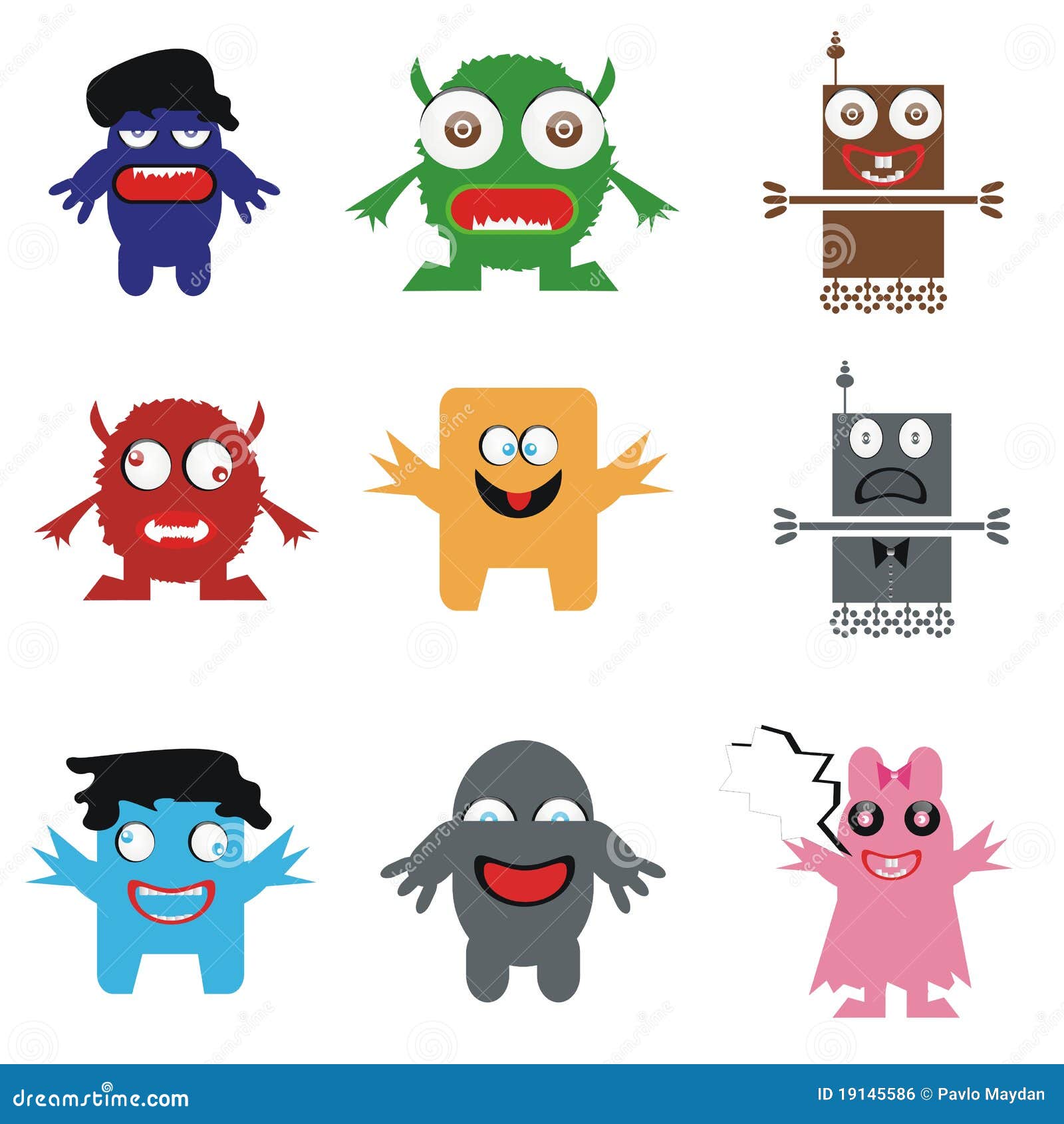 Grappige monsters vector illustratie. Illustration of pictogram - 19145586