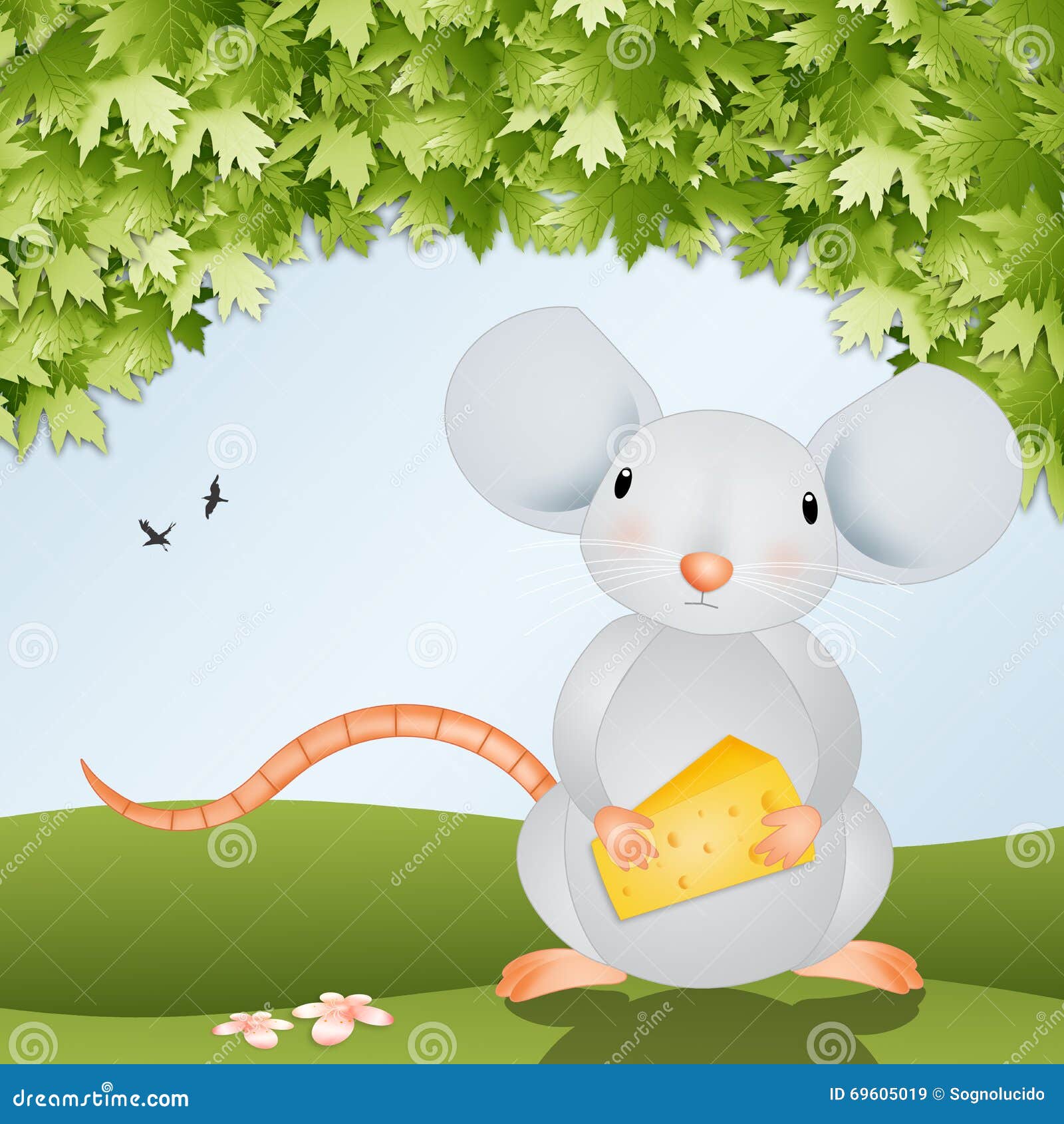 Grappige muis met kaas stock illustratie. Illustration of landschap ...