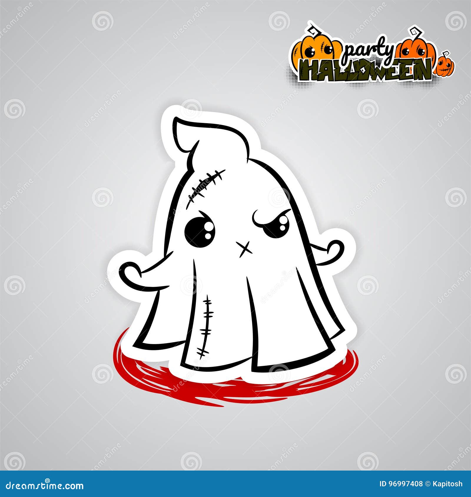 Grappige Pop-art Van De Het Voodoopop Van Het Helloween Het Kwade Spook ...