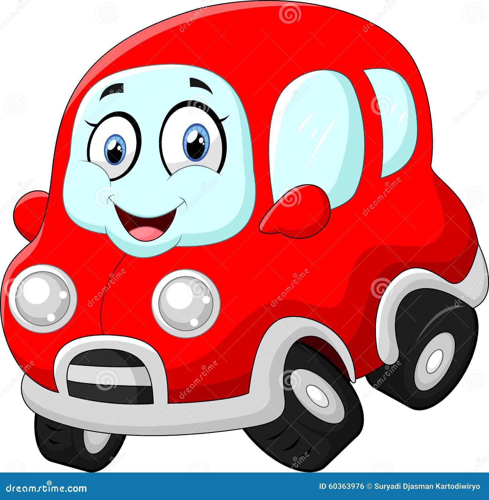 Grappige rode auto stock illustratie. Illustration of vervoer - 60363976