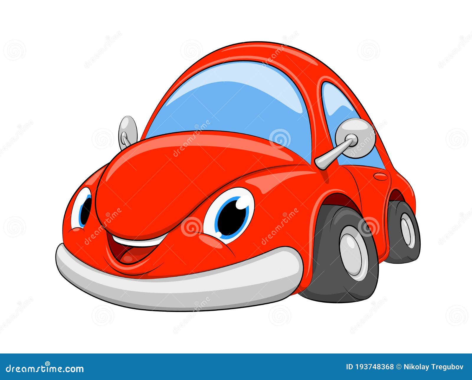 Grappige Rode Auto Op Witte Achtergrond. Vectorillustratie Vector ...