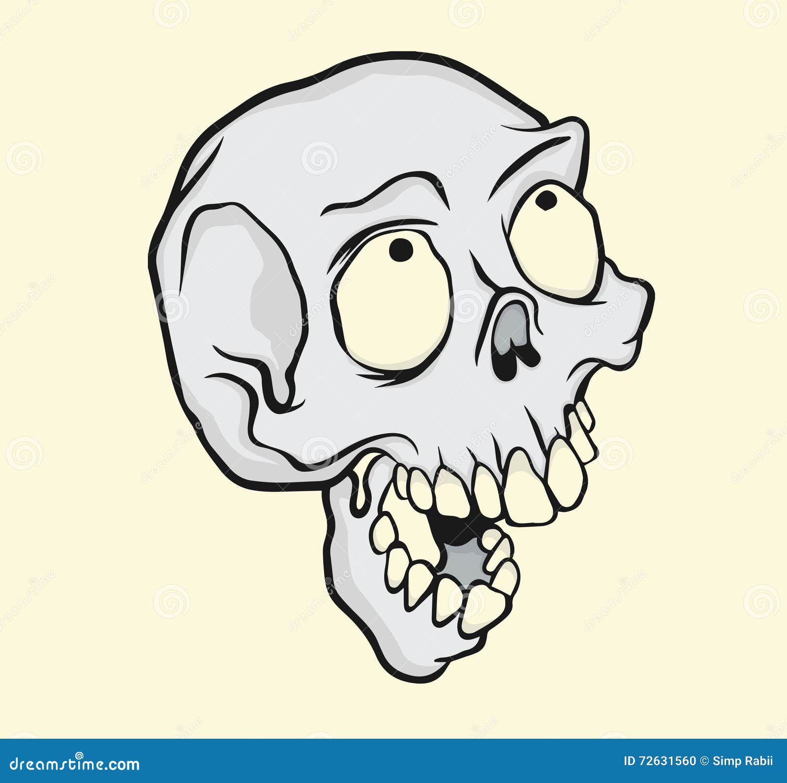 Grappige Schedel Hoofdillustratie Stock Illustratie - Illustration of ...