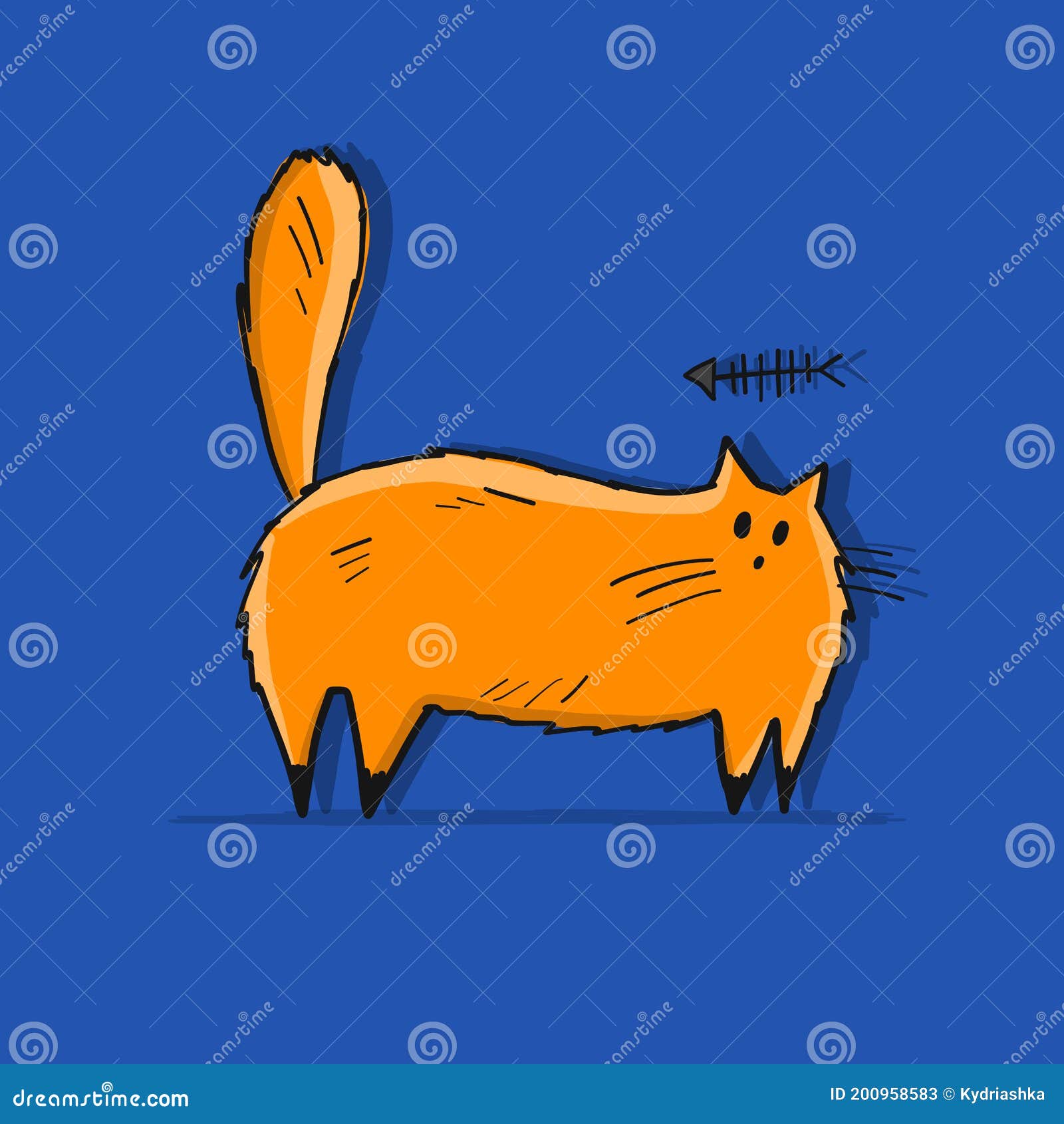 Grappige Schets Van Een Gemene Kat Voor Je Ontwerp Vector Illustratie ...