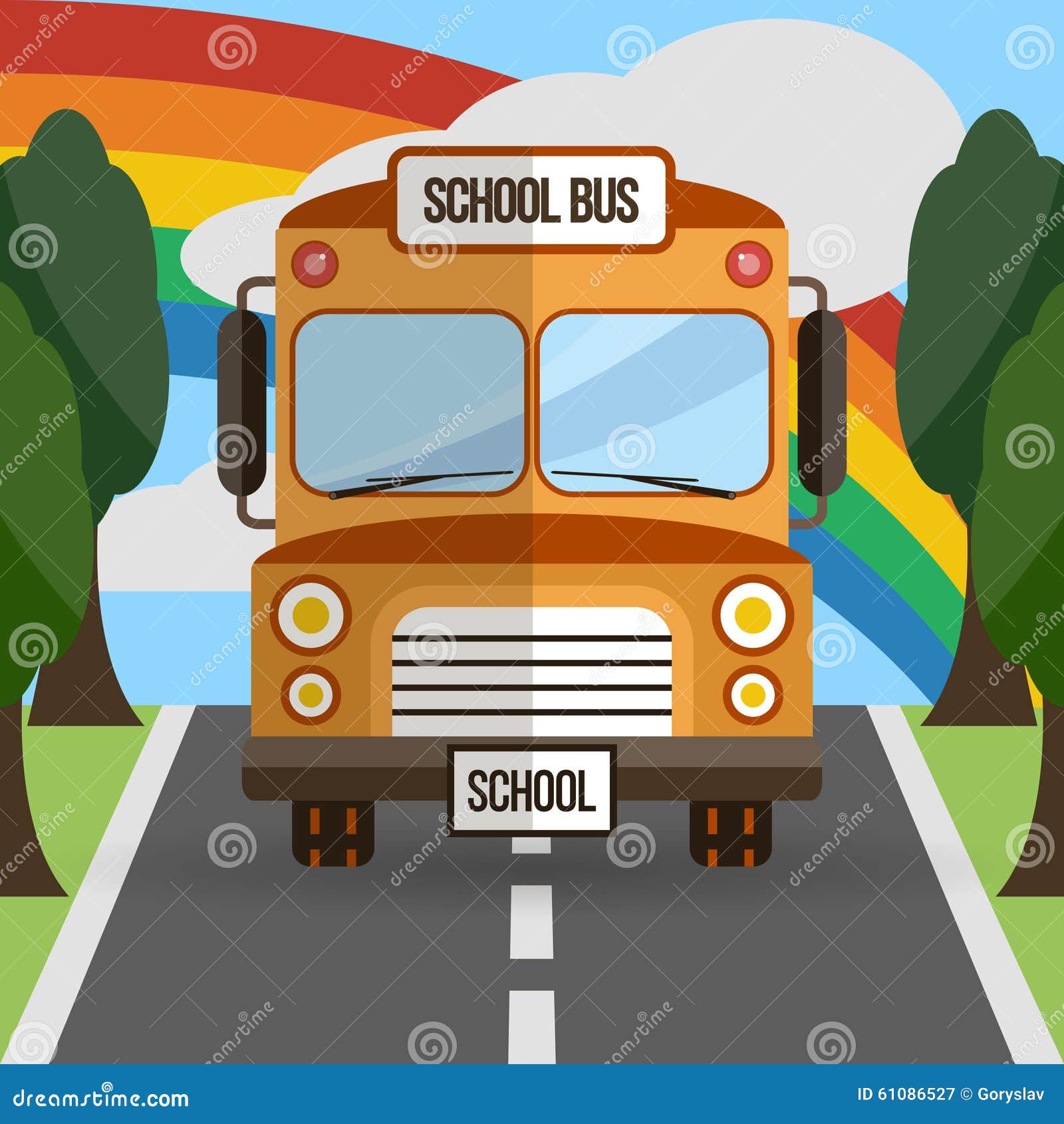Grappige schoolbus vector illustratie. Illustration of pictogram - 61086527