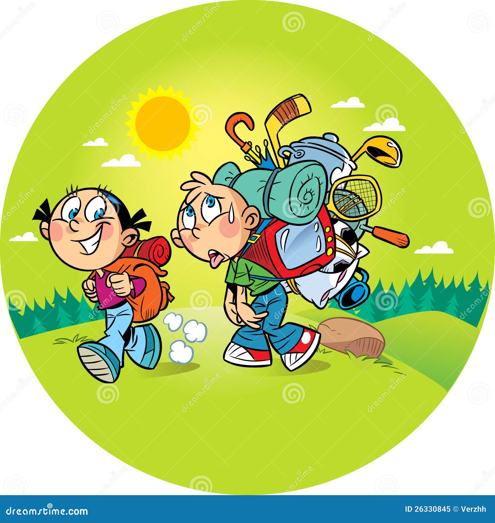 Grappige toeristen vector illustratie. Illustration of beeldverhaal ...