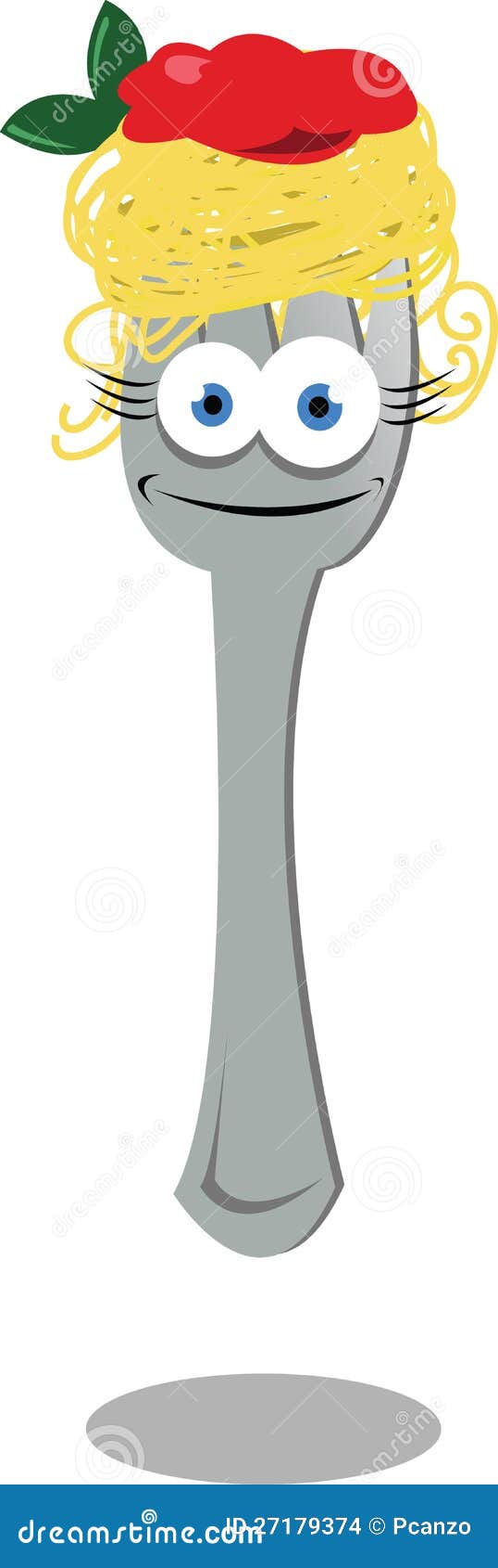 Grappige Vork Met Spaghetti Vector Illustratie - Illustration of zilver ...