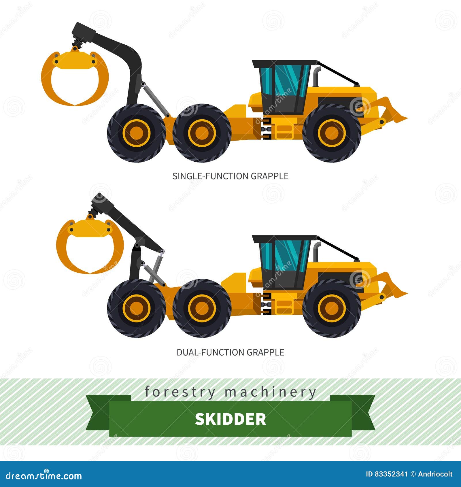 Grapple Skidder Vehicle Cartoon Vector | CartoonDealer.com #119611749