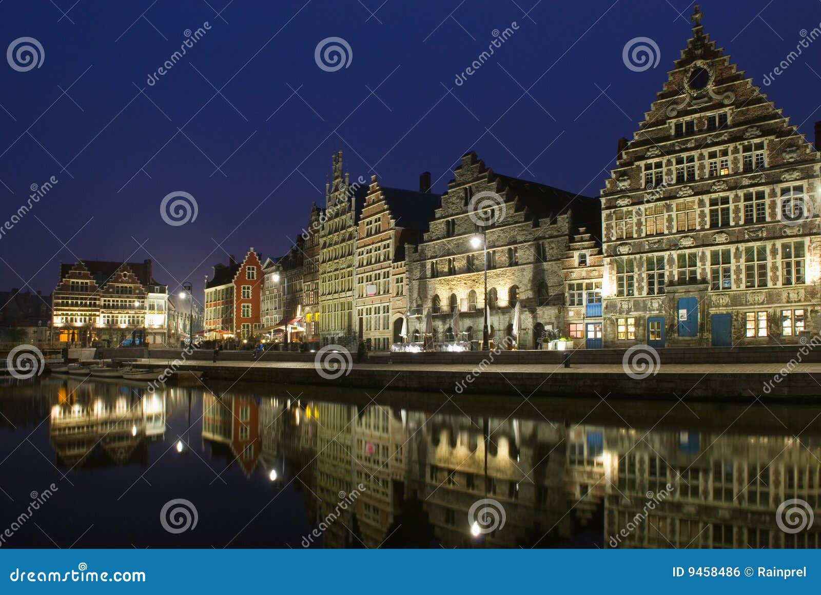 Graslei Harbor in Gent stock photo. Image of ghent, travel - 9458486