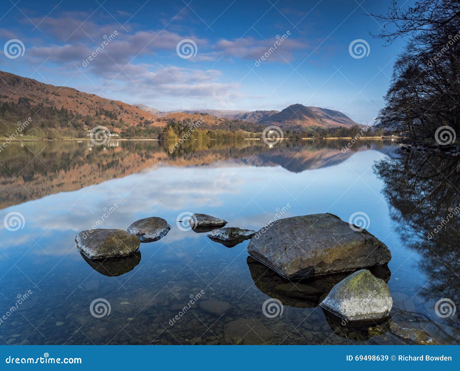 Grasmere Rocks and Reflections Stock Image - Image of winter, landscape ...
