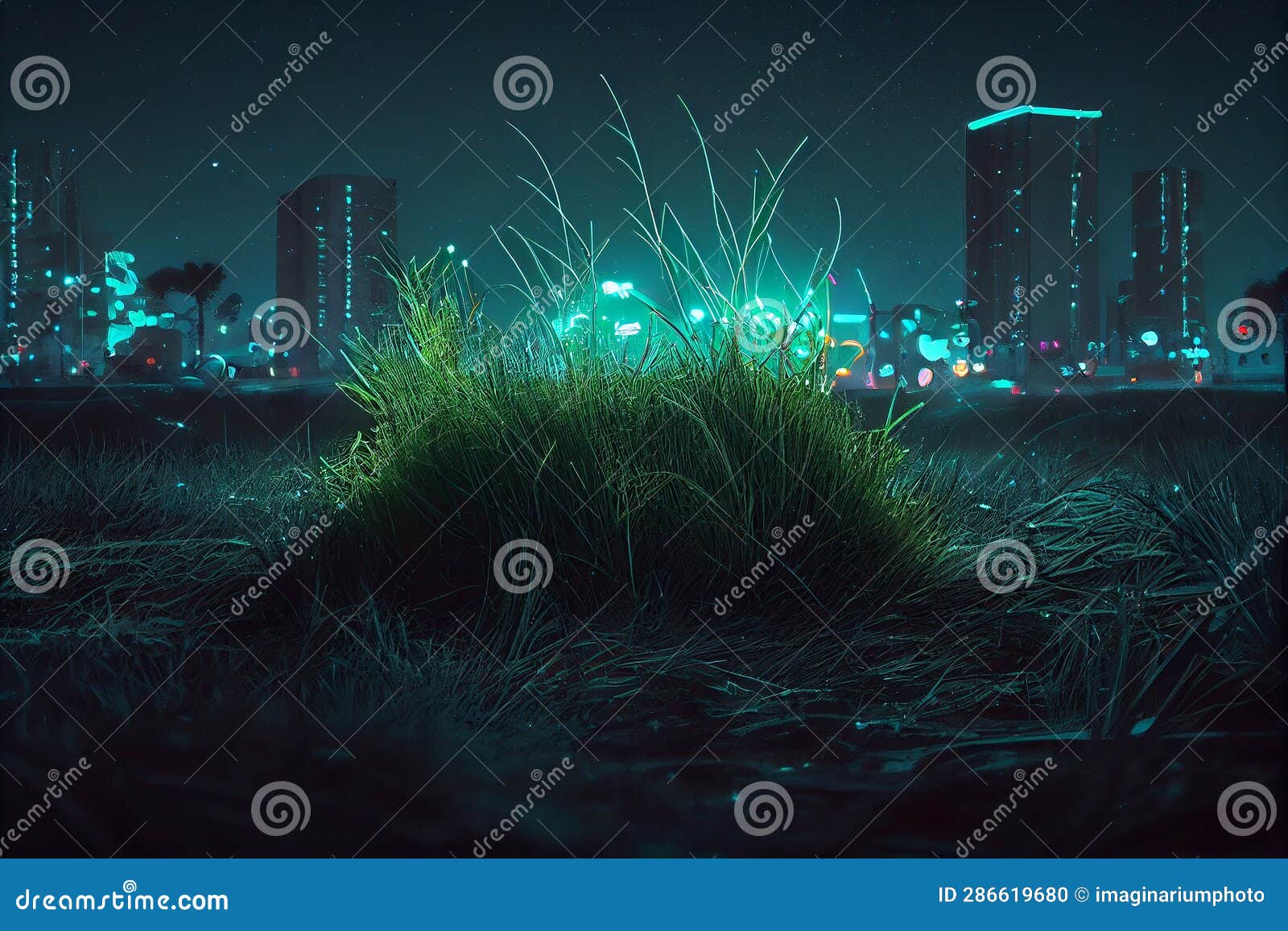 Grass Background with Night Vision Stock Photo - Image of green, tree ...