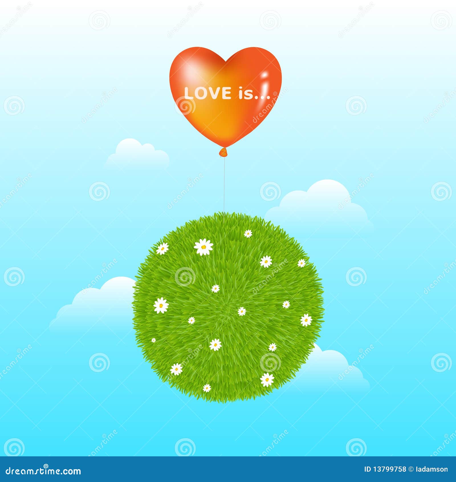 Grass Ball with Red Balloon. Vector Stock Vector - Illustration of ...