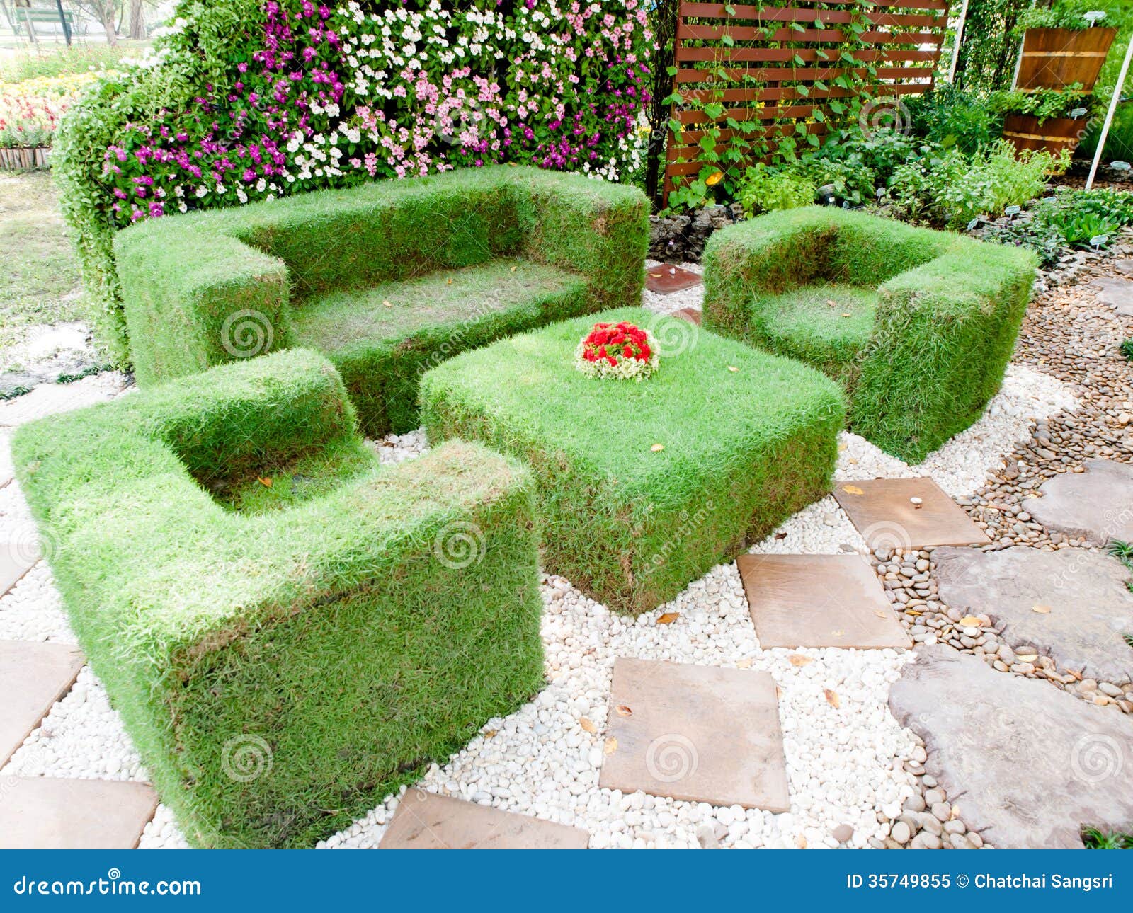 Grass bench stock image. Image of landscape, relax, chair - 35749855