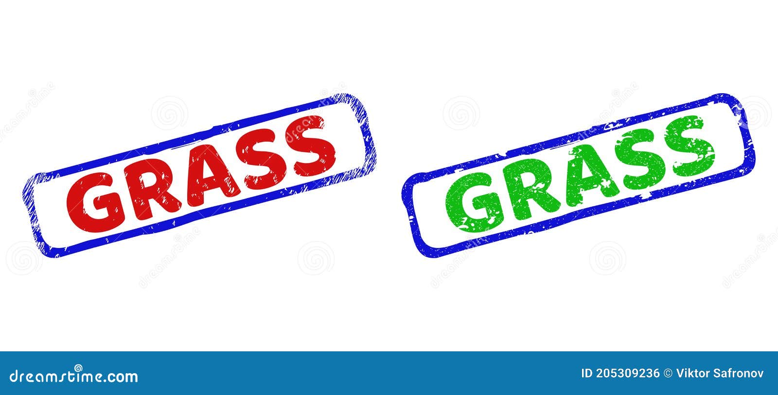 Grass Bicolor Rough Rectangular Seals With Grunged Styles Stock