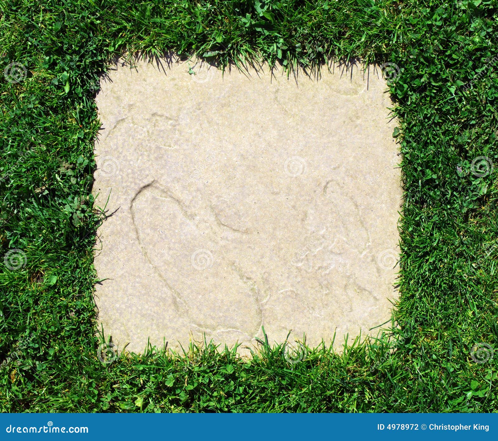 Grass Border and Stone Slab Background Texture Stock Photo - Image of ...