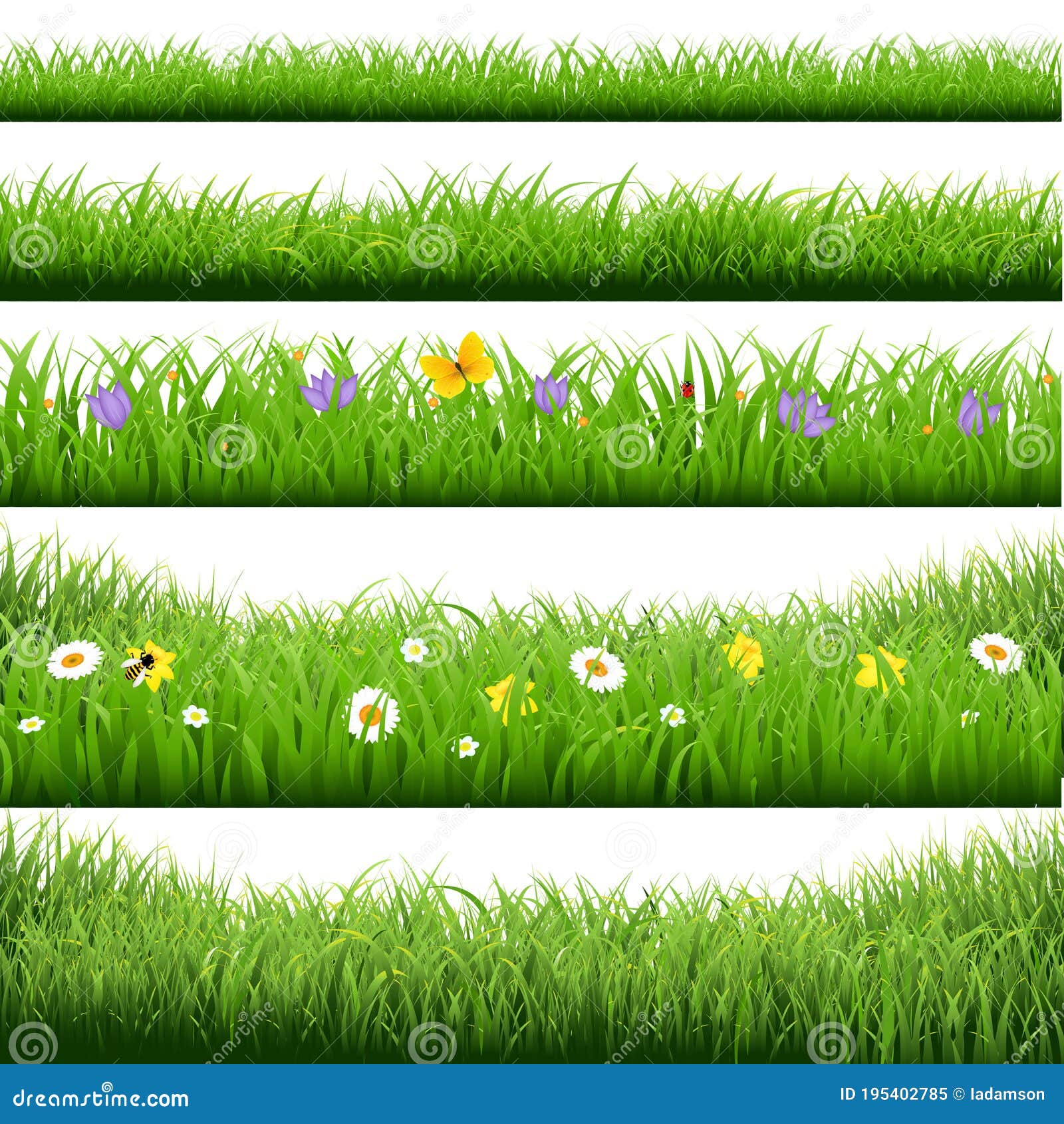 Grass Borders Big Set stock vector. Illustration of focus - 195402785