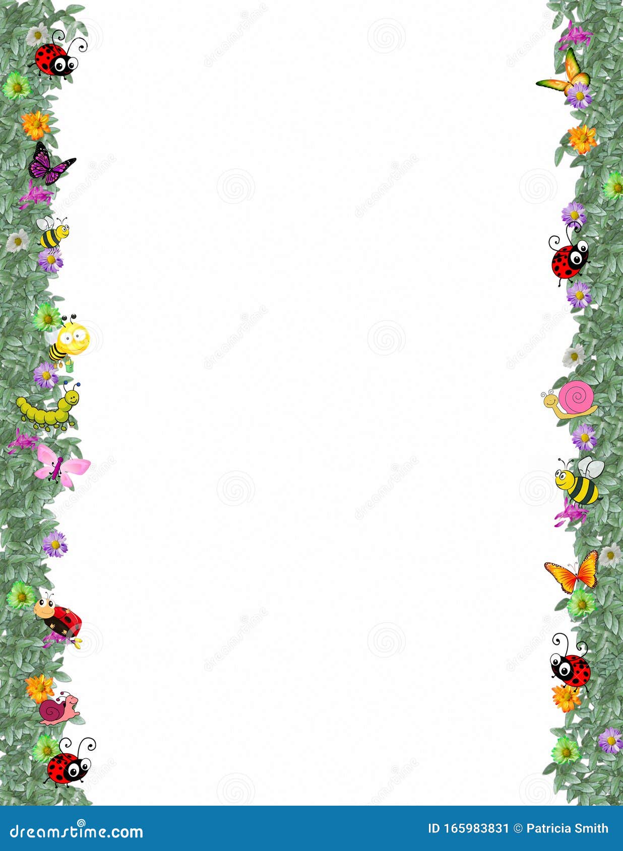 Grass and Bugs Side Borders Illustration Stock Image - Illustration of ...