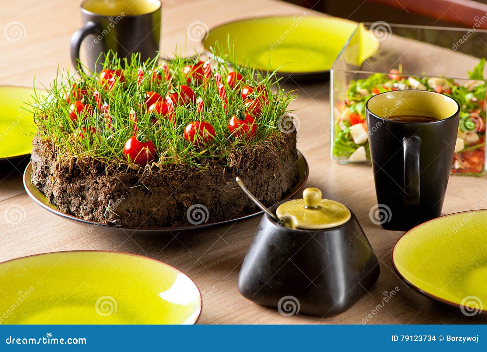 Grass cake stock photo. Image of tasty, candles, grass - 79123734