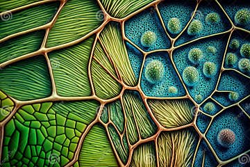 Grass Cells Under the Microscope. Generative AI Stock Illustration ...