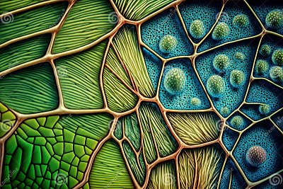 Grass Cells Under the Microscope. Generative AI Stock Illustration ...
