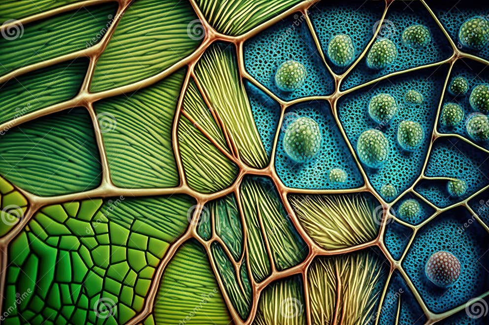 Grass Cells Under the Microscope. Generative AI Stock Illustration ...