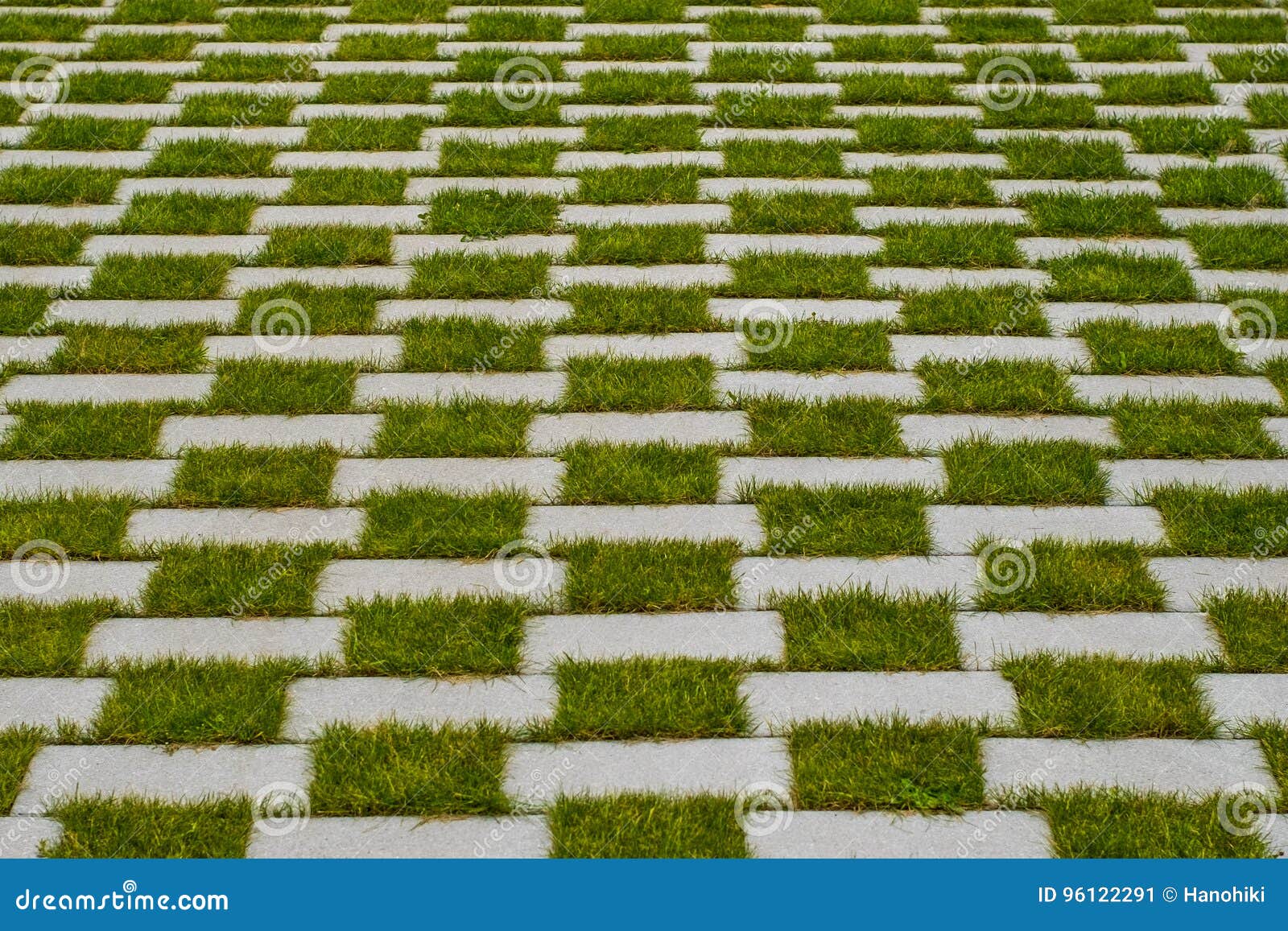 Grass and Cobblestone Pavement , Checkered Floor Stock Image - Image of ...