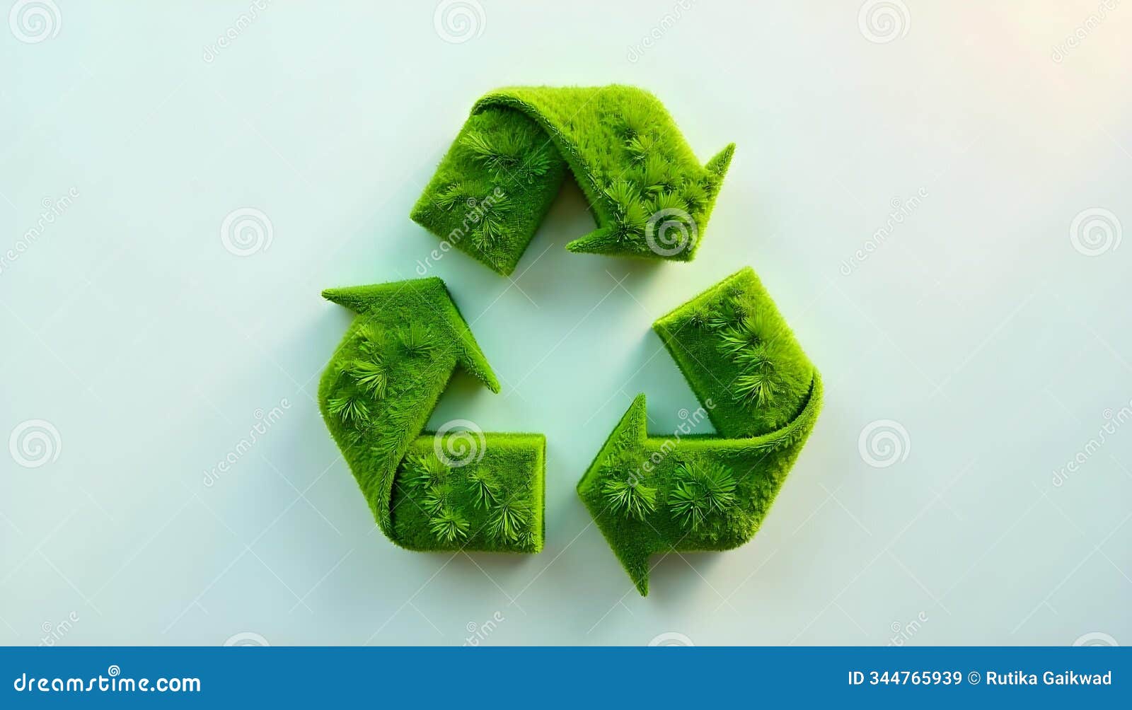 Grass-covered Recycling Symbol with Green Grass Texture on White ...