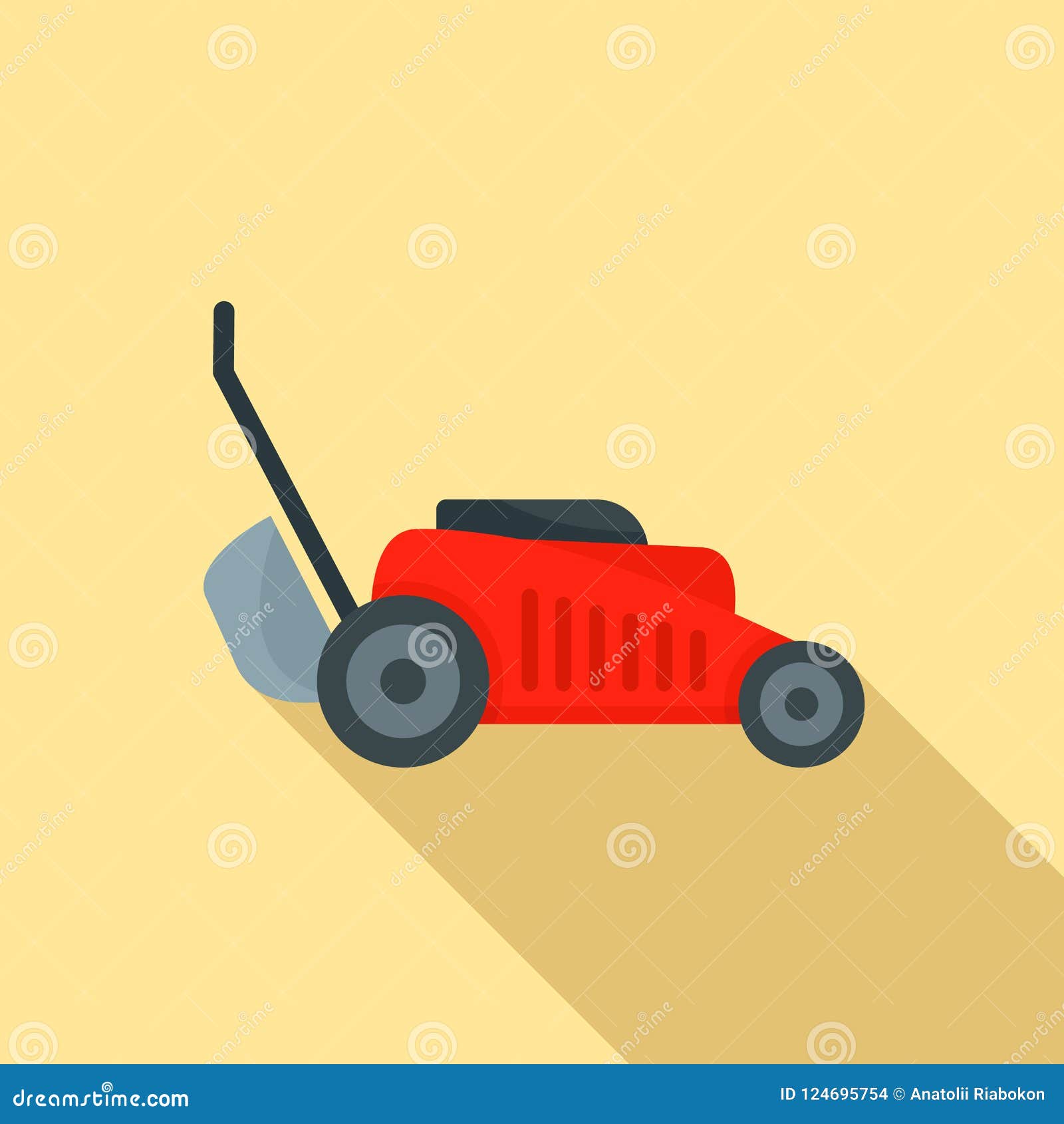 Grass Cut Machine Icon, Flat Style Stock Illustration - Illustration of ...