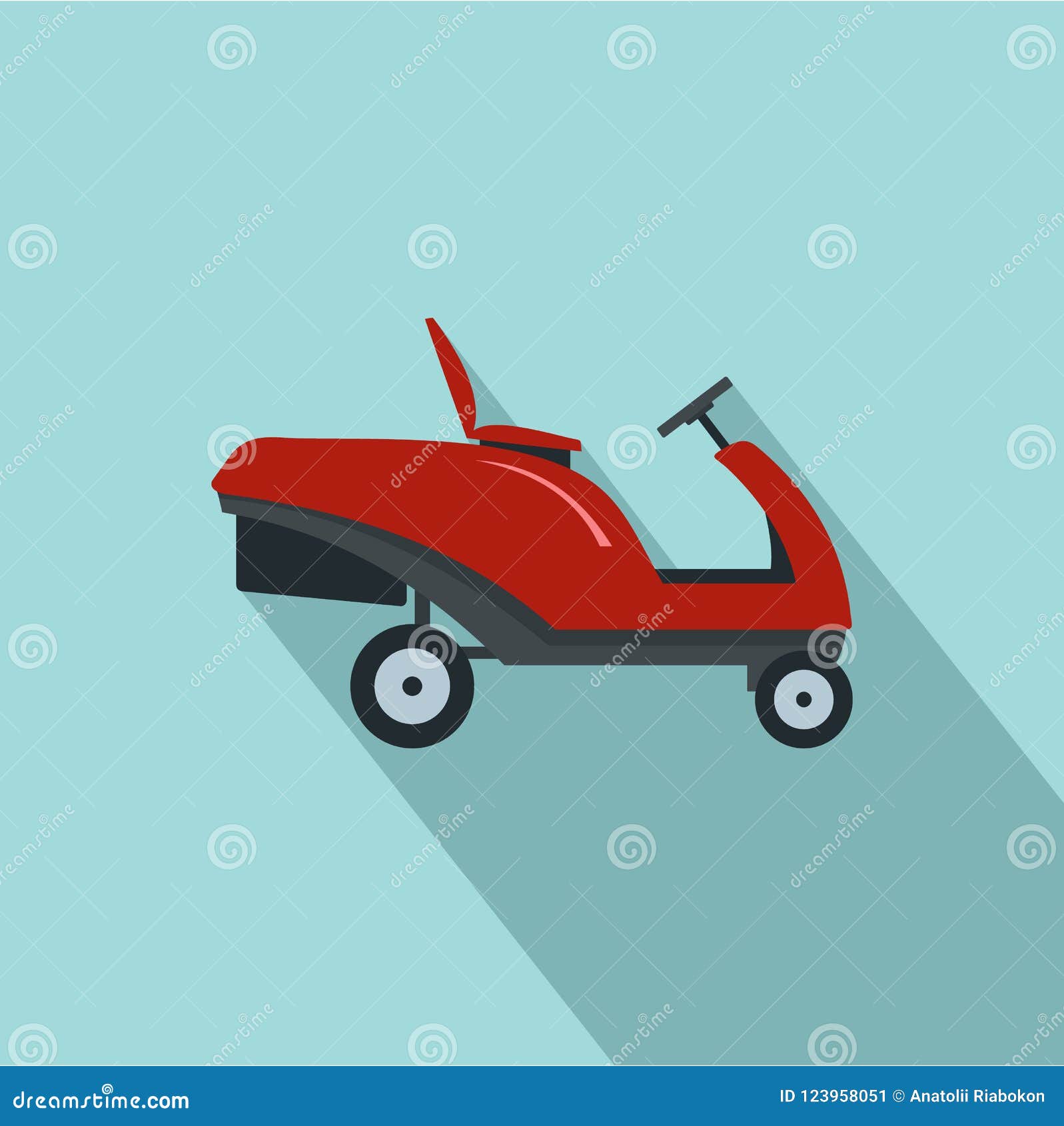 Grass Cutter Machine Icon, Flat Style Stock Illustration - Illustration ...