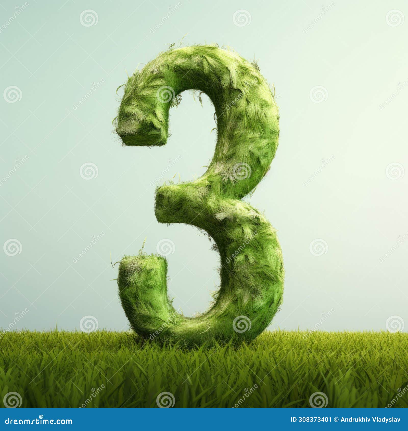 Grass digit 3, number art stock illustration. Illustration of summer ...