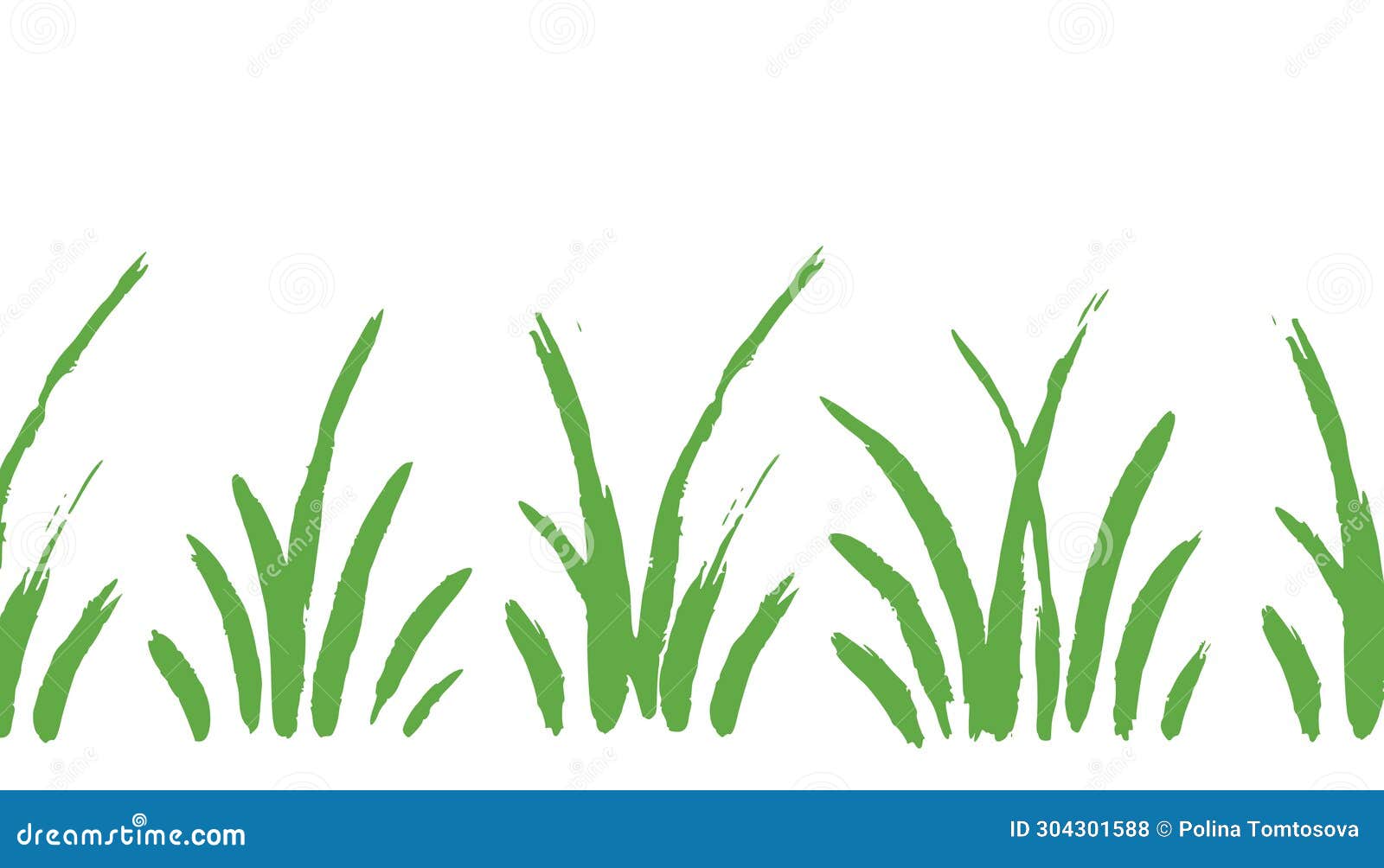 Grass Doodle Ink Brush Sketch Seamless Field Border. Hand Drawn Vector ...