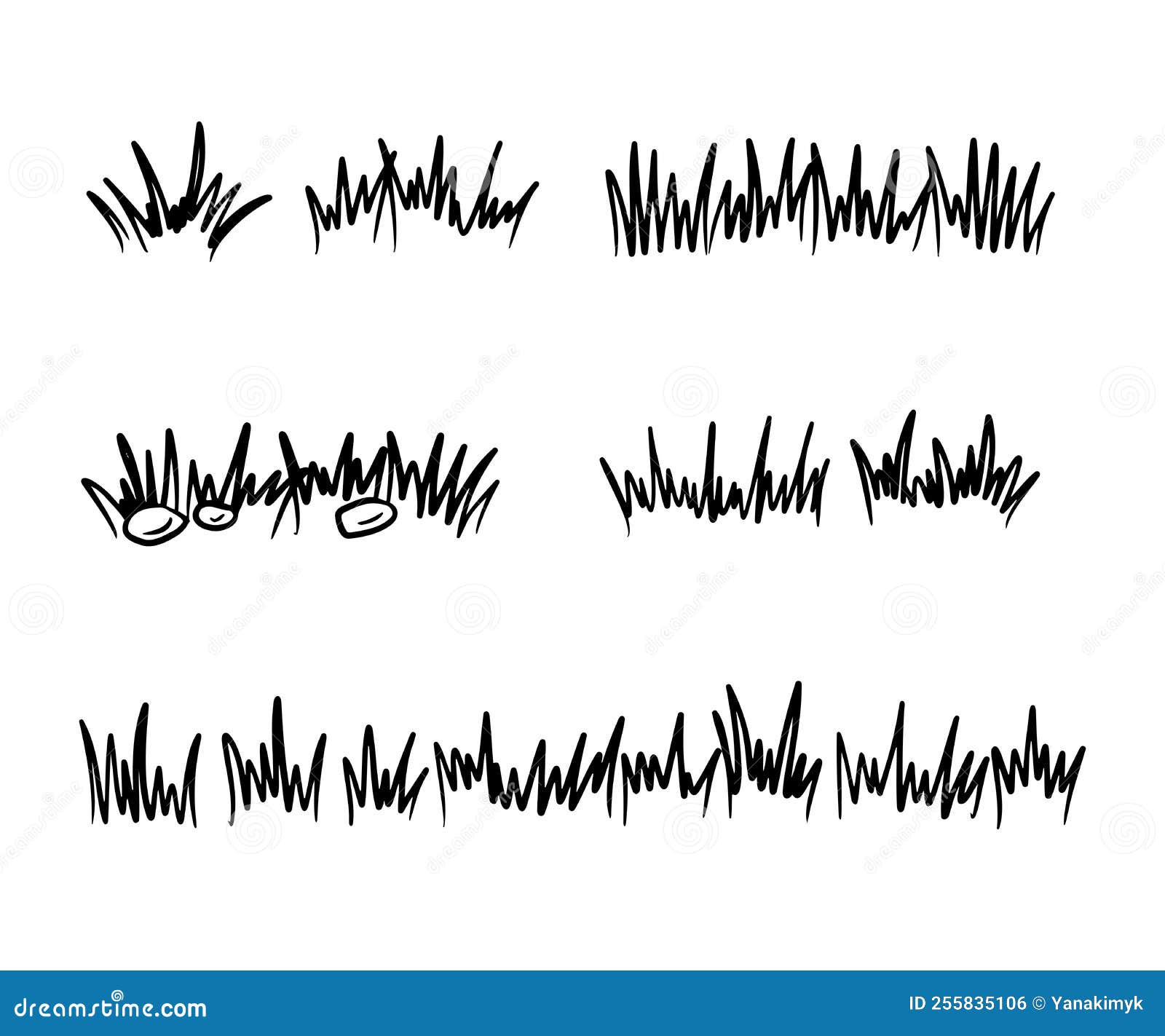 Grass Doodle Outline Collection. Hand Drawn Style Stock Vector ...